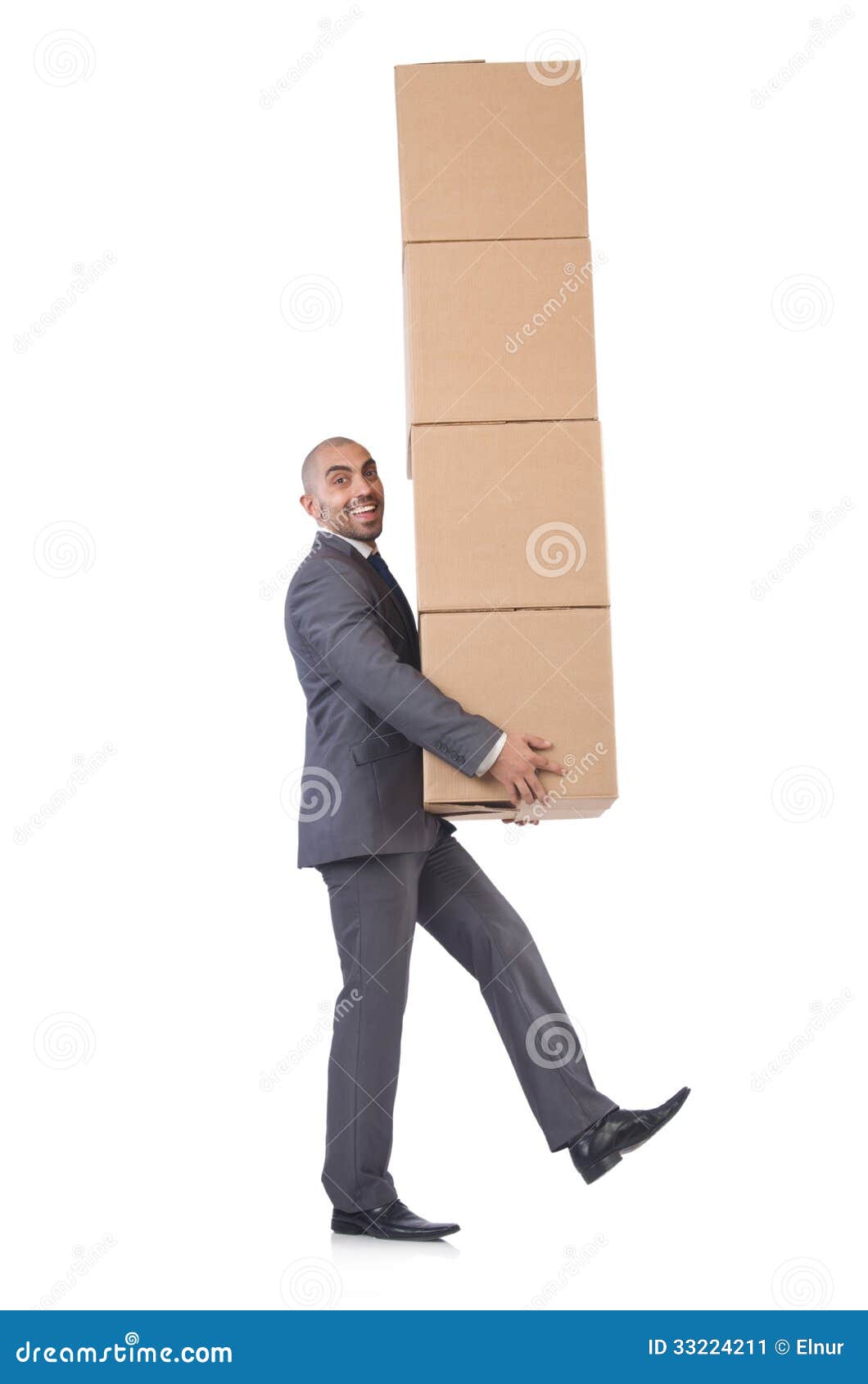 Businessman with box stock image. Image of isolated, outside - 33224211