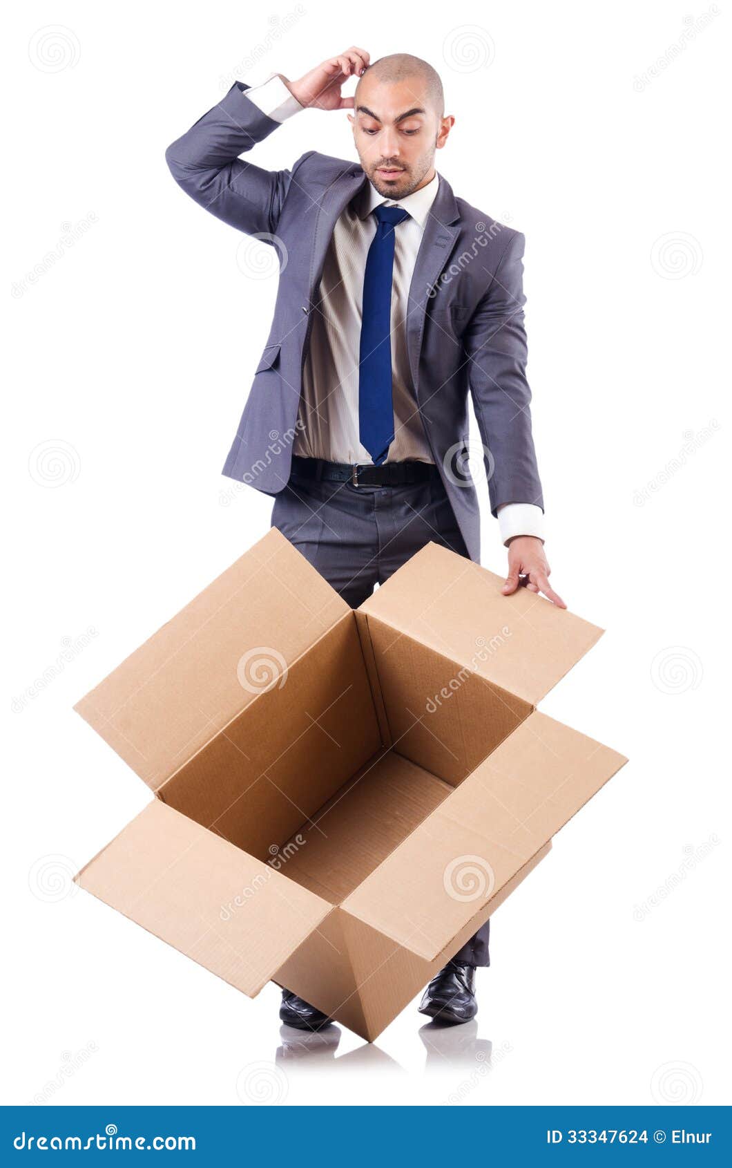 Businessman with box stock photo. Image of moving, industry - 33347624