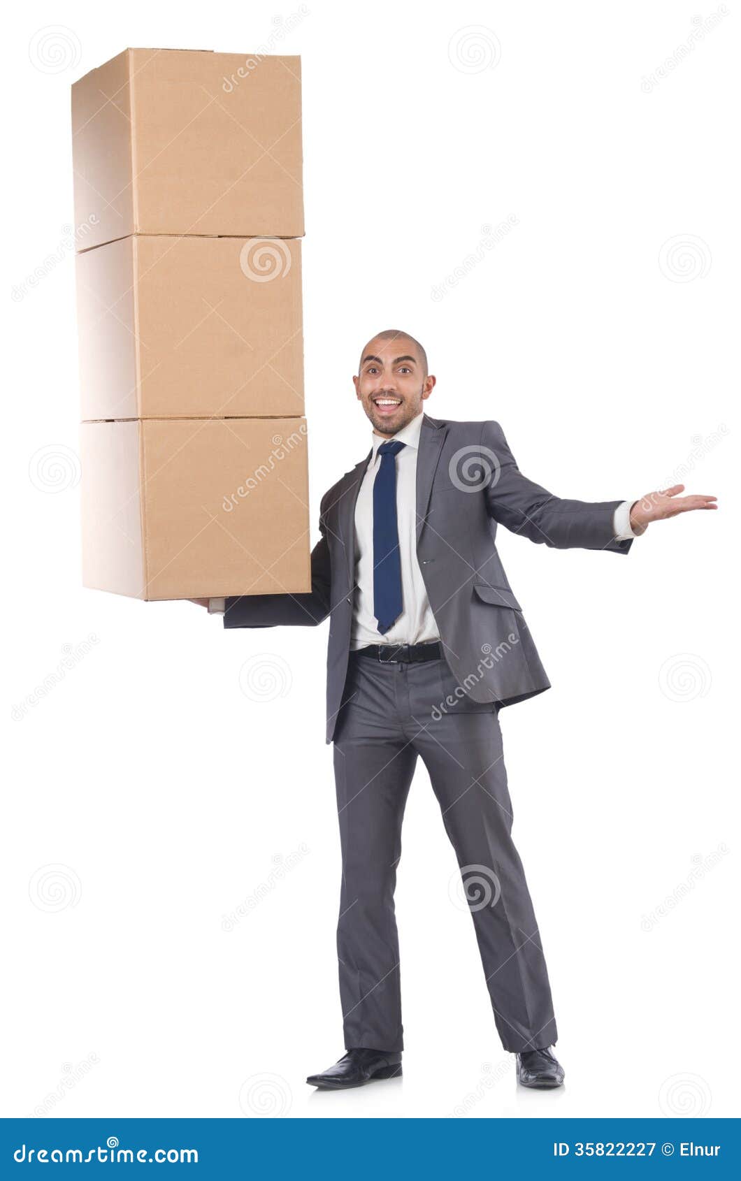 Businessman with box stock image. Image of business, boxes - 35822227