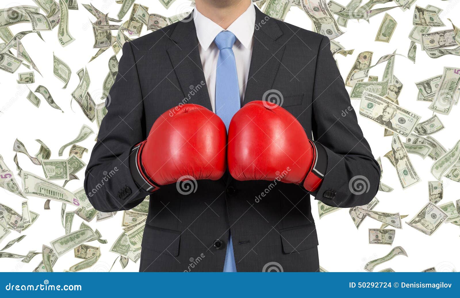 Businessman in Boxing Gloves Stock Photo - Image of bill, money: 50292724