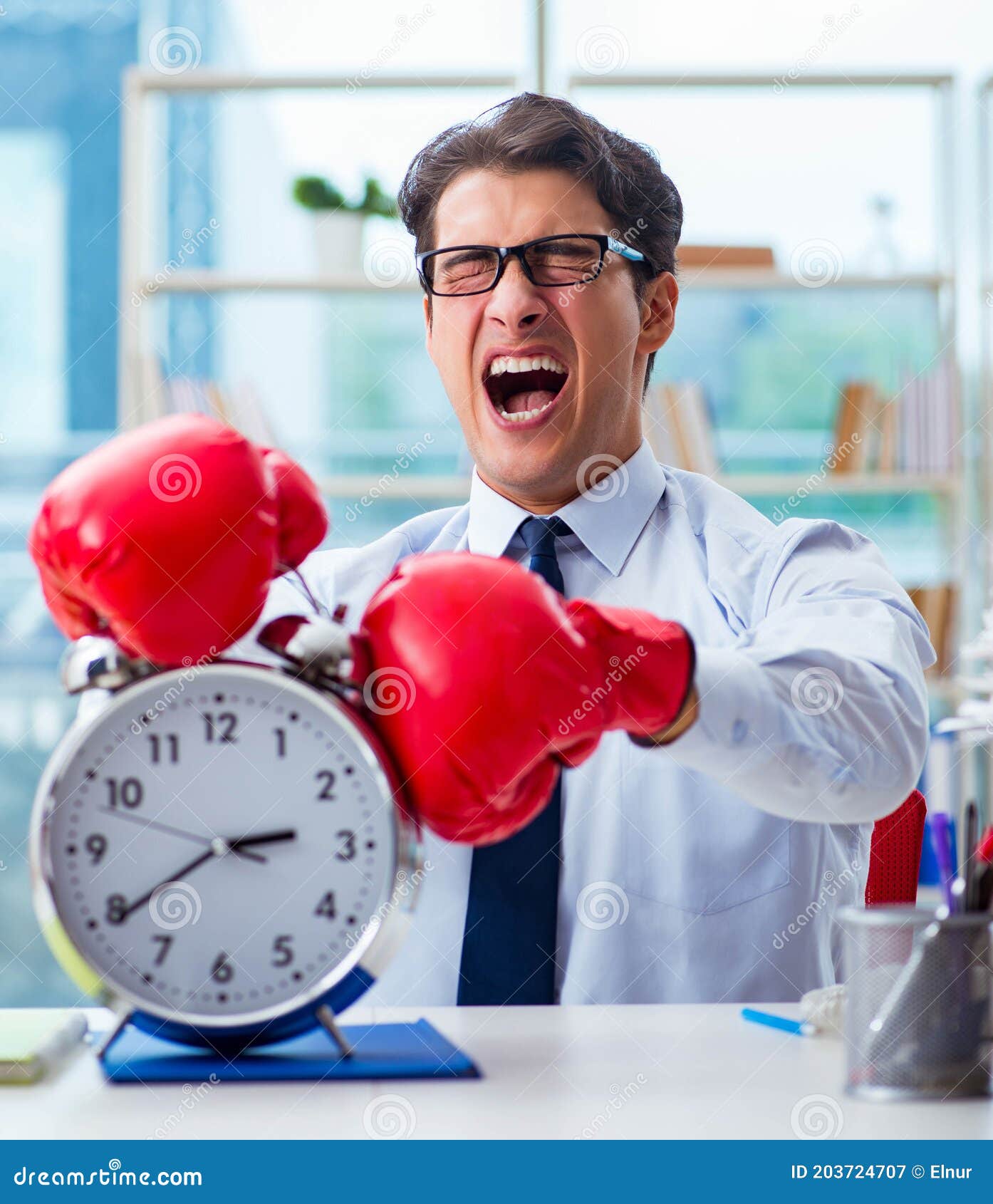 Businessman with Boxing Gloves in the Office Stock Image - Image of ...