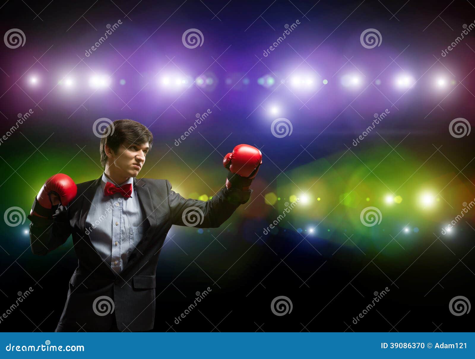 Businessman with Boxing Gloves in the Ring Stock Photo - Image of ...