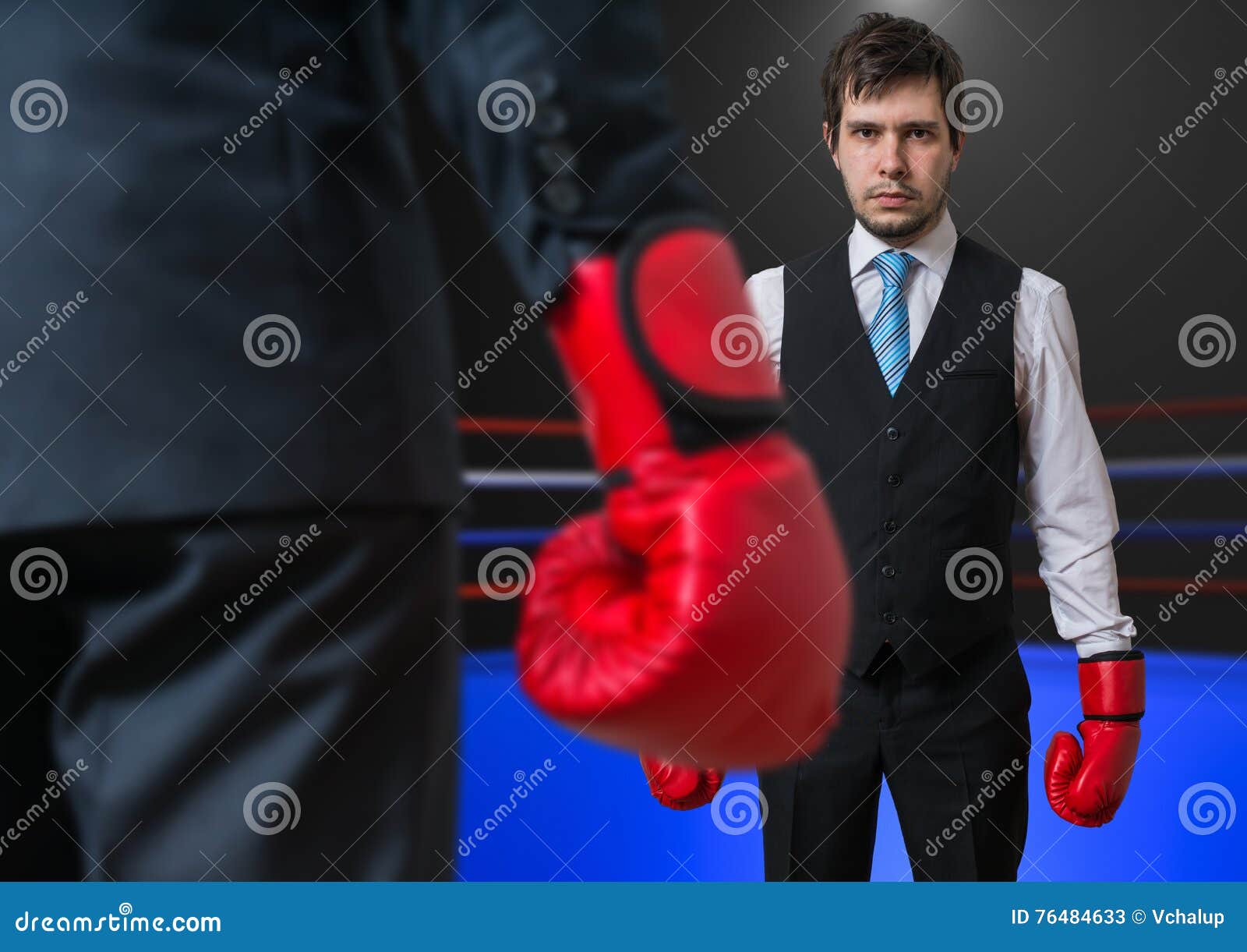 Businessman is Boxing with His Boss in Ring Stock Image - Image of ...