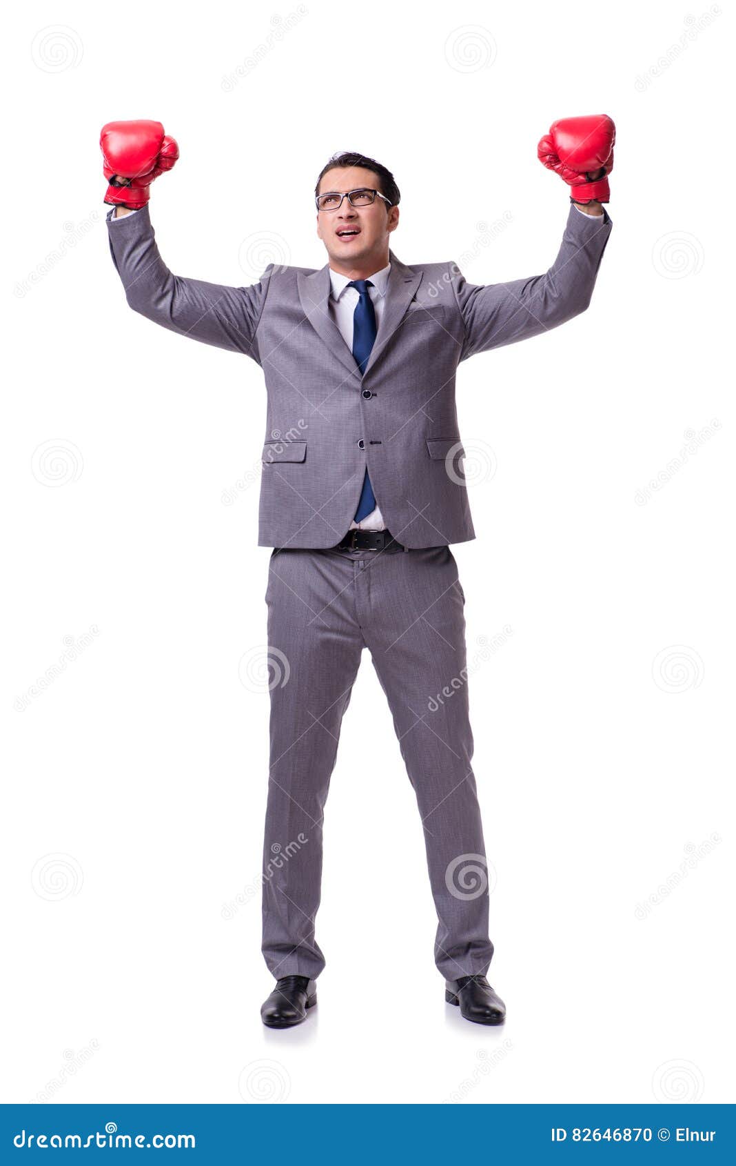 The Businessman Boxing Isolated on the White Background Stock Photo ...