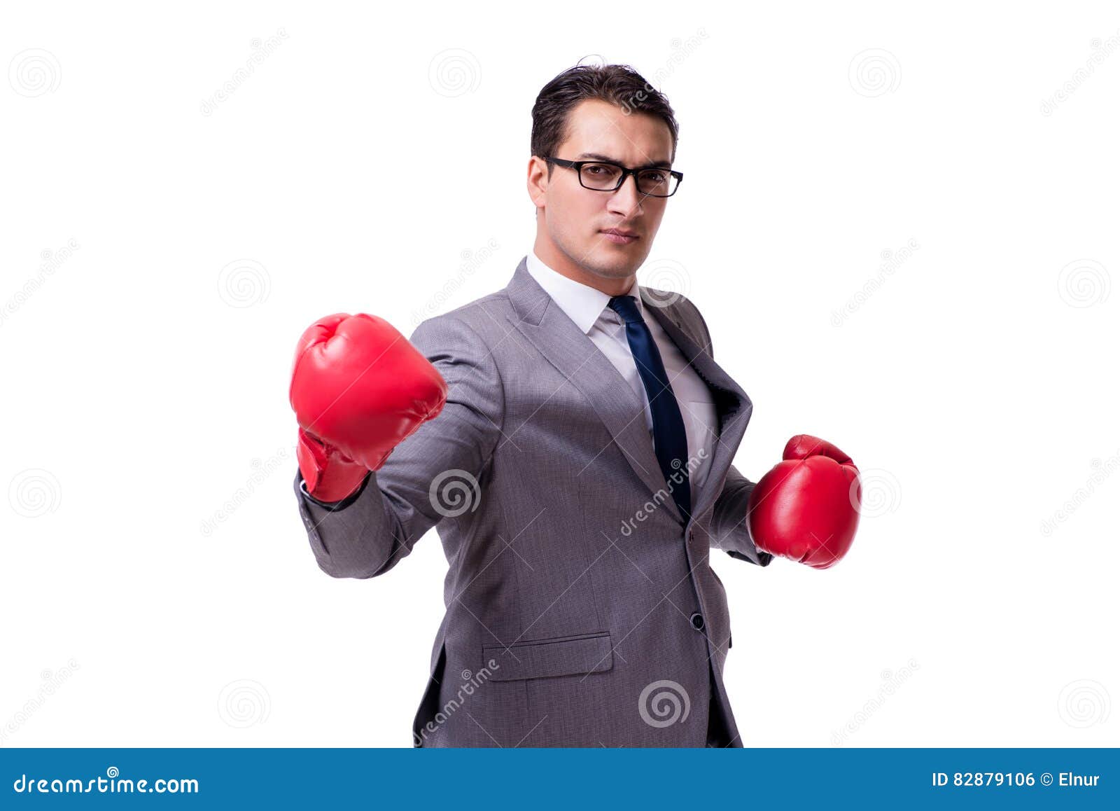 The Businessman Boxing Isolated on the White Background Stock Photo ...