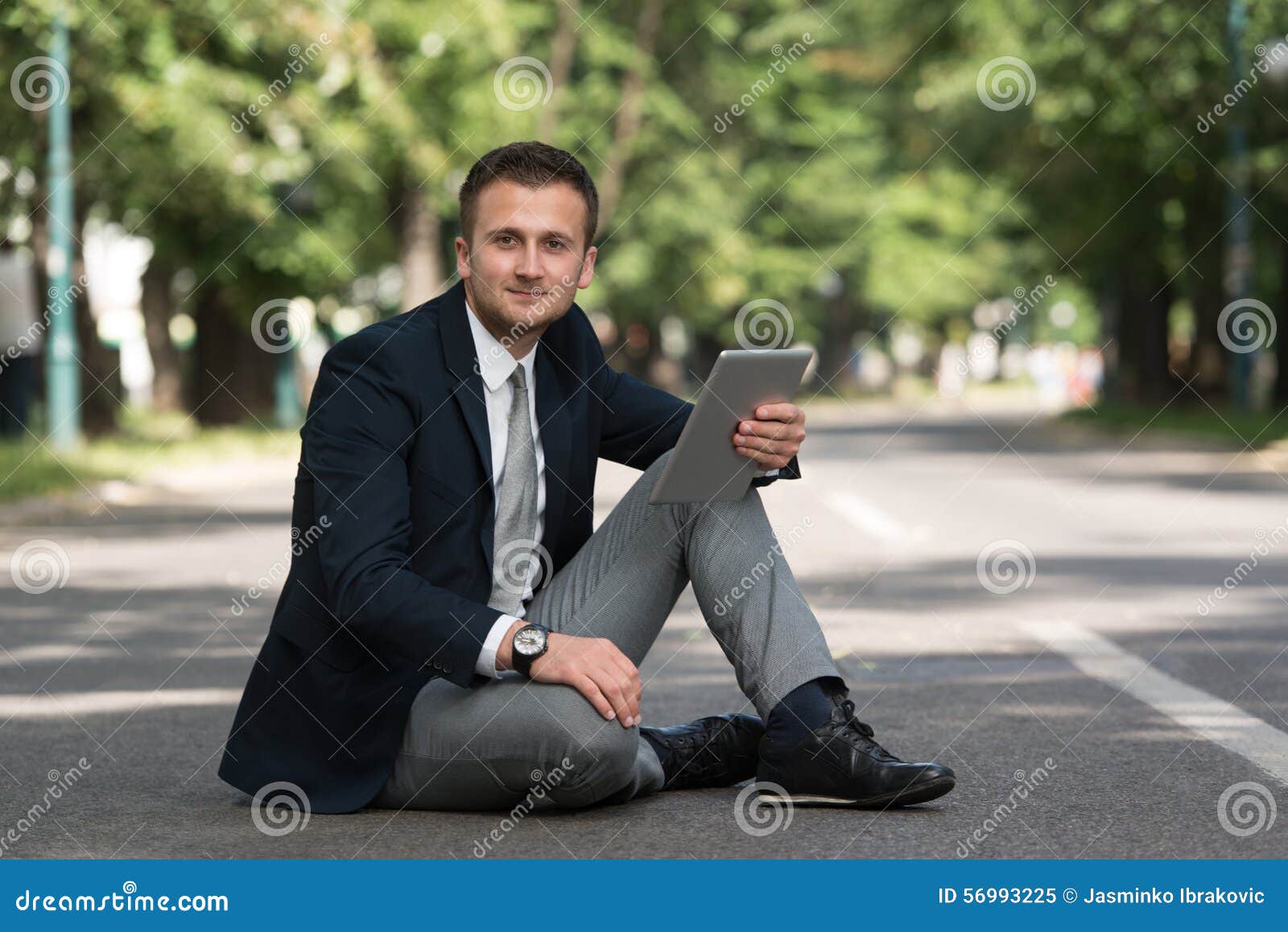 Businessman on a Break with His Computer Stock Image - Image of people ...