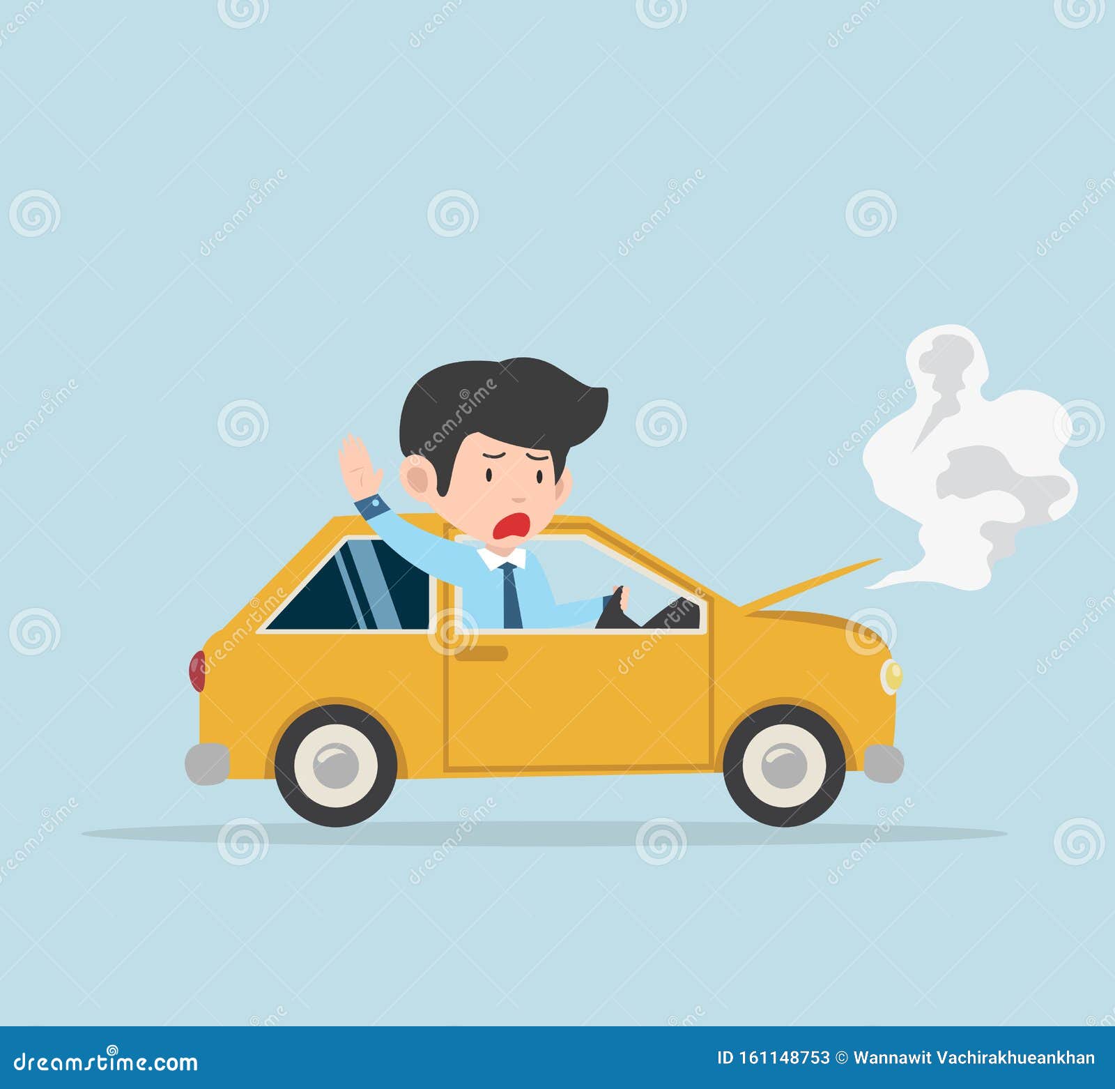 Businessman with Breakdown Car Vector Stock Vector - Illustration of ...