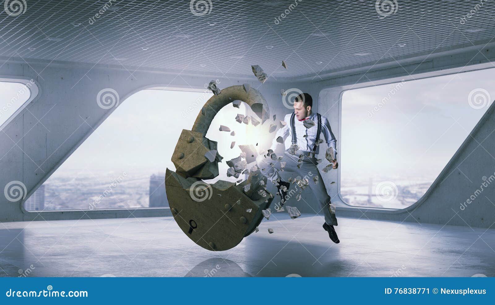 Businessman Breaking All Limits . Mixed Media Stock Image - Image of ...