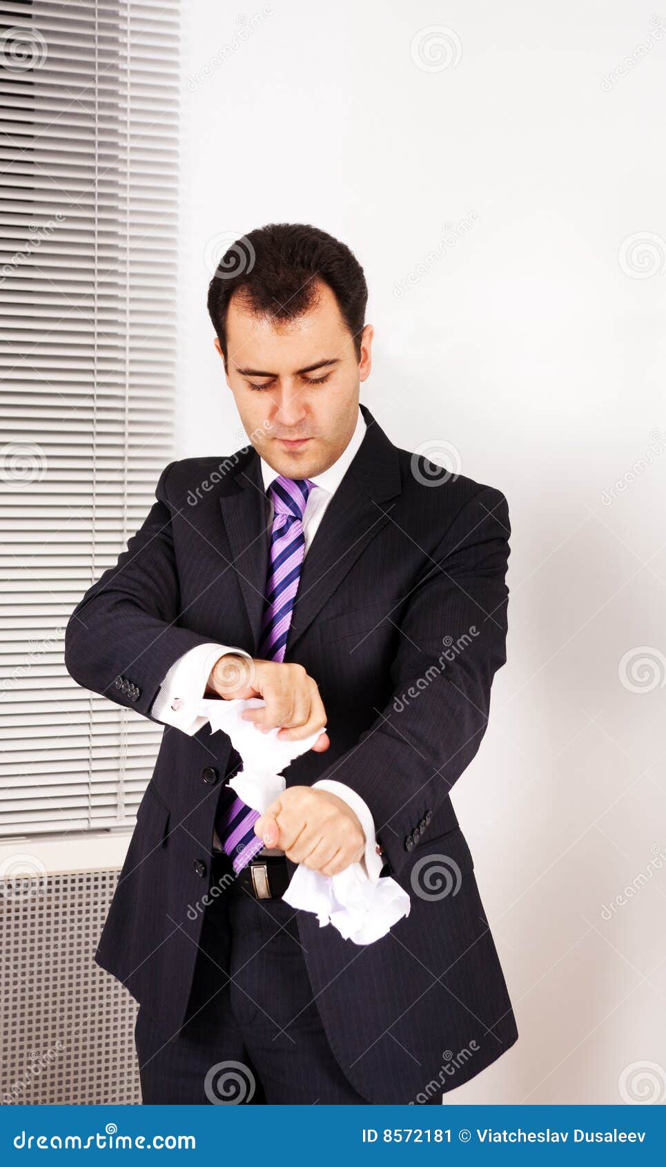 Businessman Breaking Off Papers Stock Image - Image of headache ...