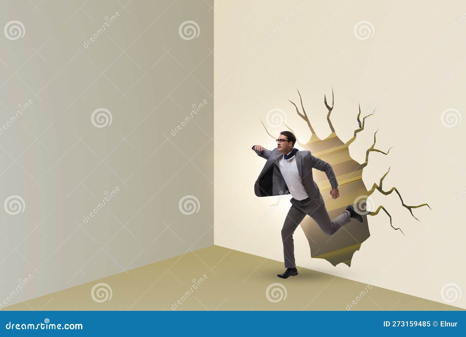 Businessman Breaking through the Wall Stock Image - Image of ...