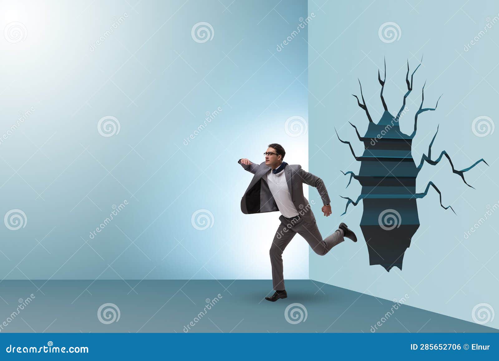 Businessman Breaking through the Wall Stock Photo - Image of ...