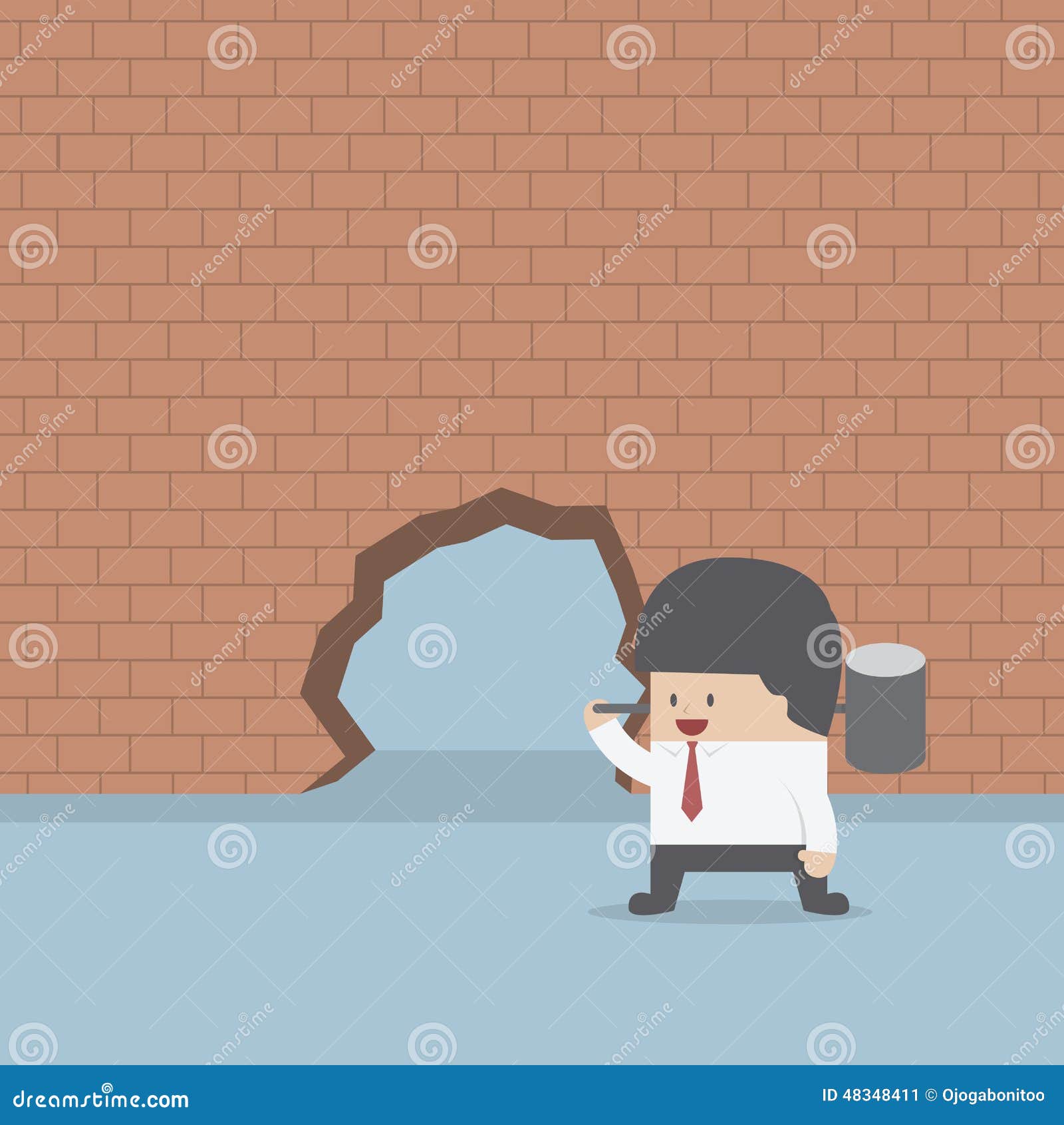 Businessman Breaking the Wall with Hammer Stock Vector - Illustration ...