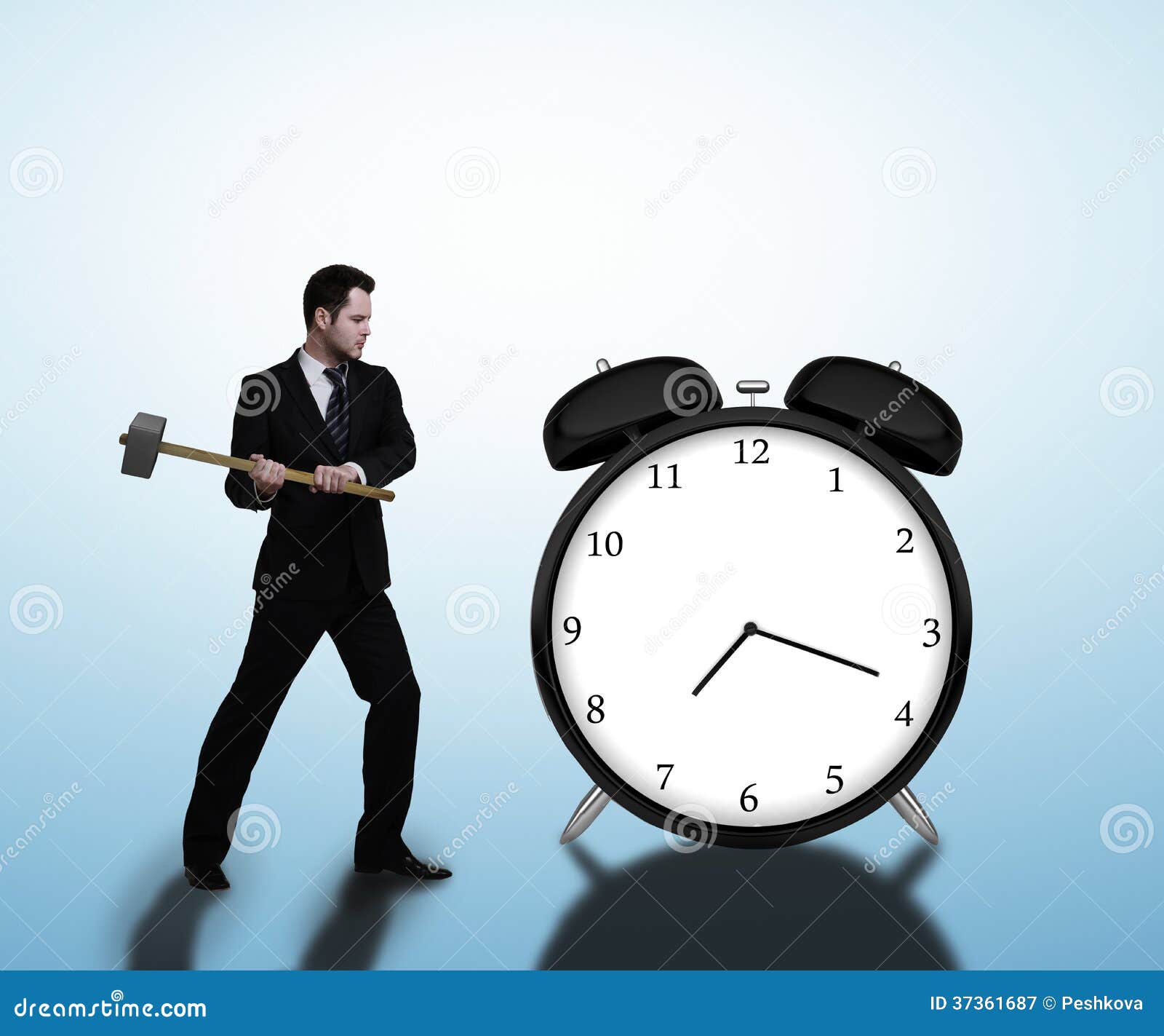 Businessman breaks clock stock image. Image of circle - 37361687