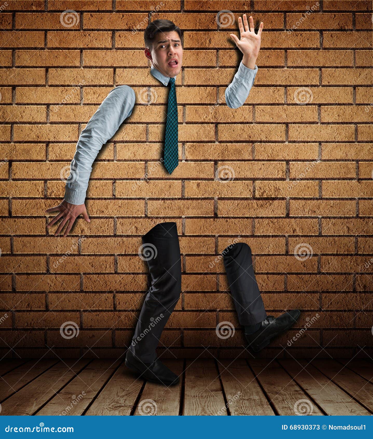 Businessman in the Brick Wall Stock Image - Image of brick, imprisoned ...