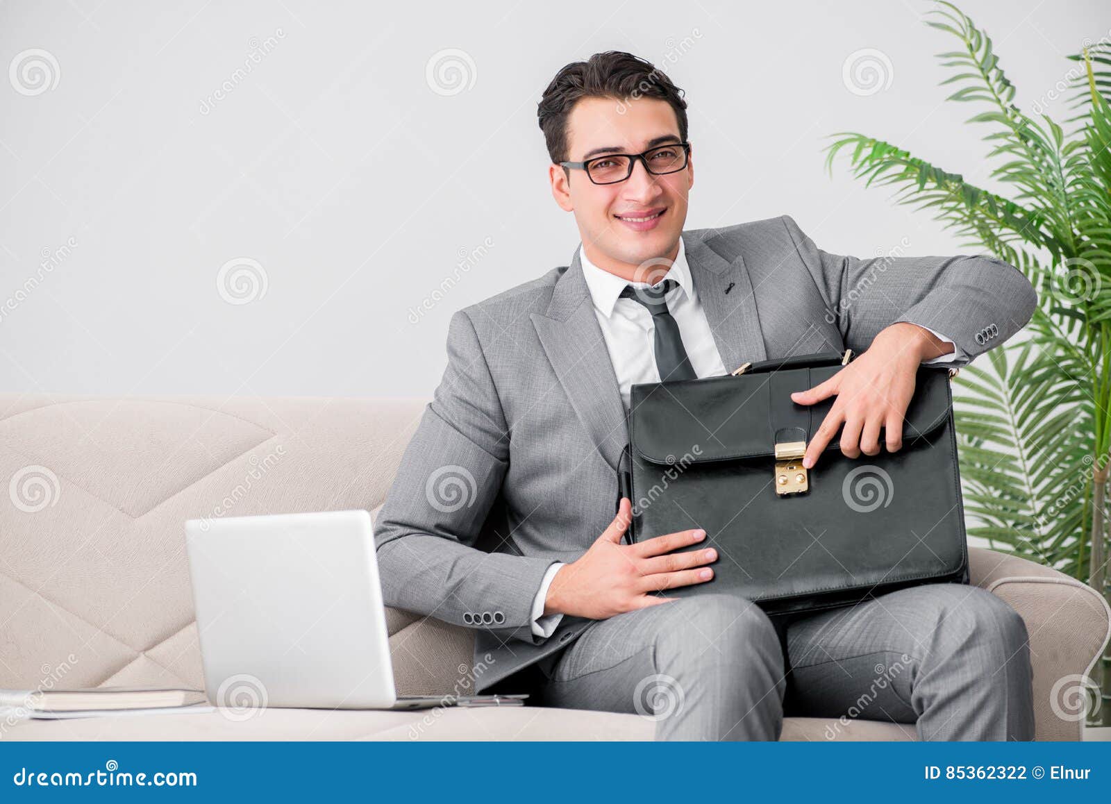The Businessman with Briefcase in Business Concept Stock Photo - Image ...