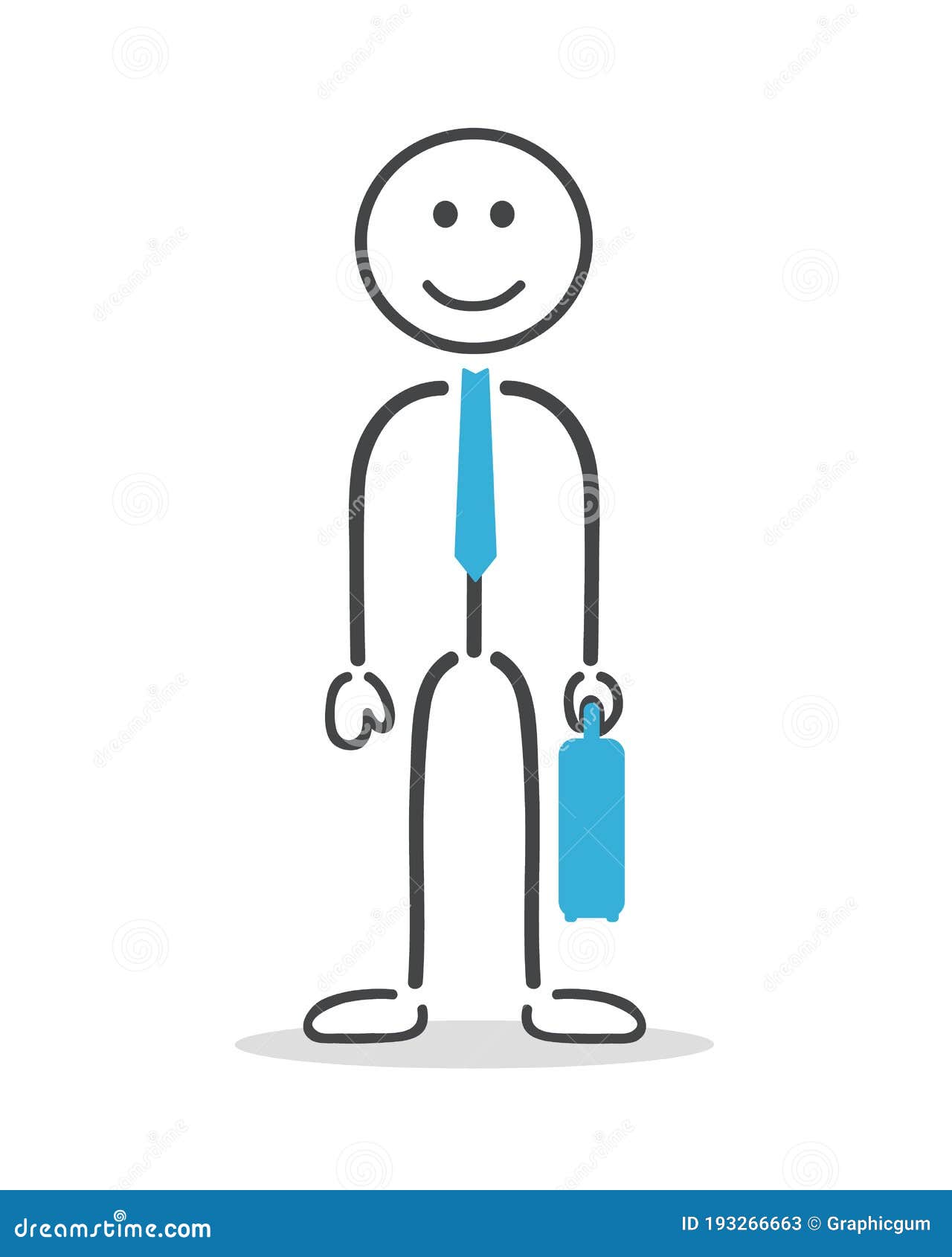 Businessman with Briefcase and Tie Stick Man Cartoon Figure Stock ...