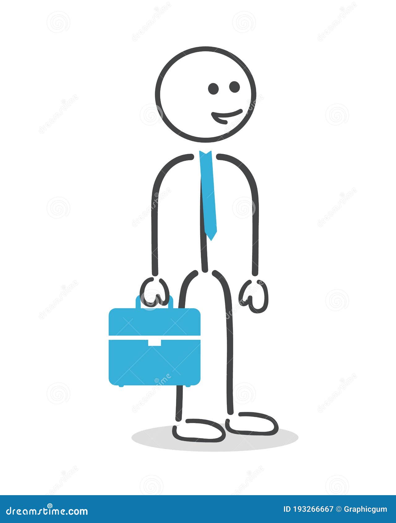 Businessman with Briefcase and Tie Stick Man Cartoon Figure Stock ...