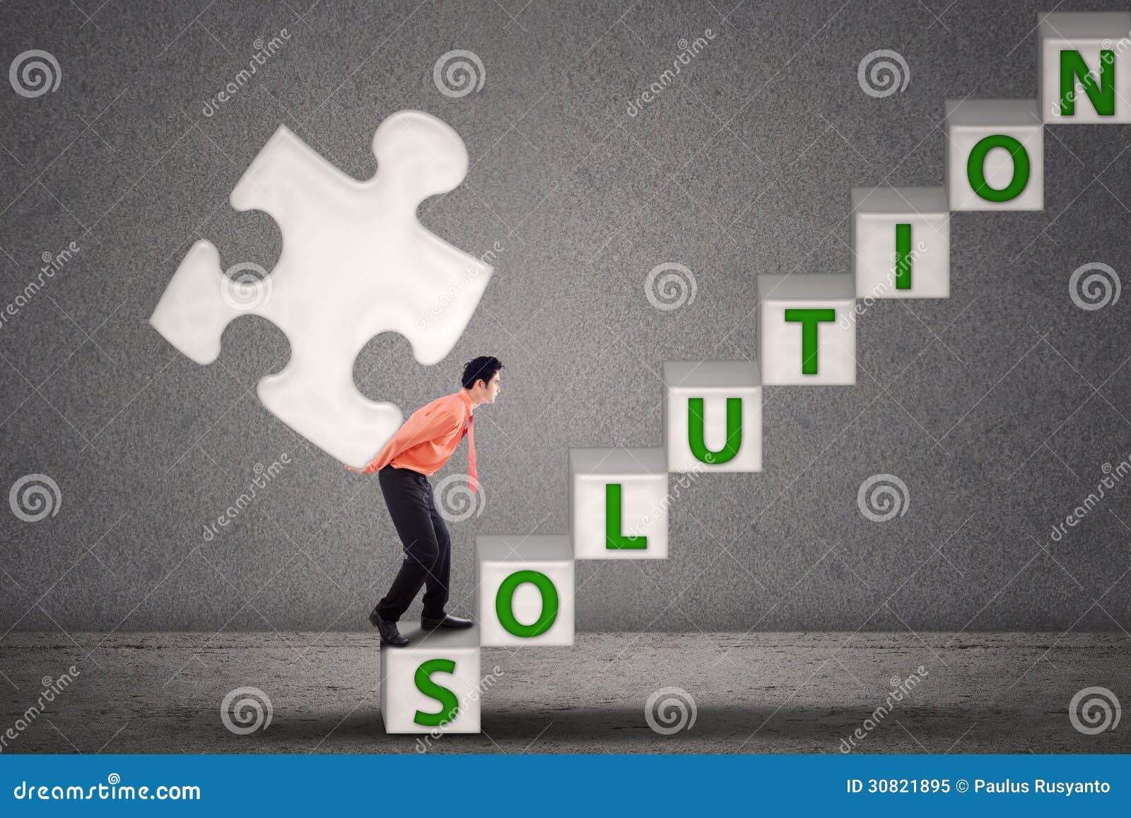 Businessman Bring Puzzle of Solution Stock Illustration - Illustration ...