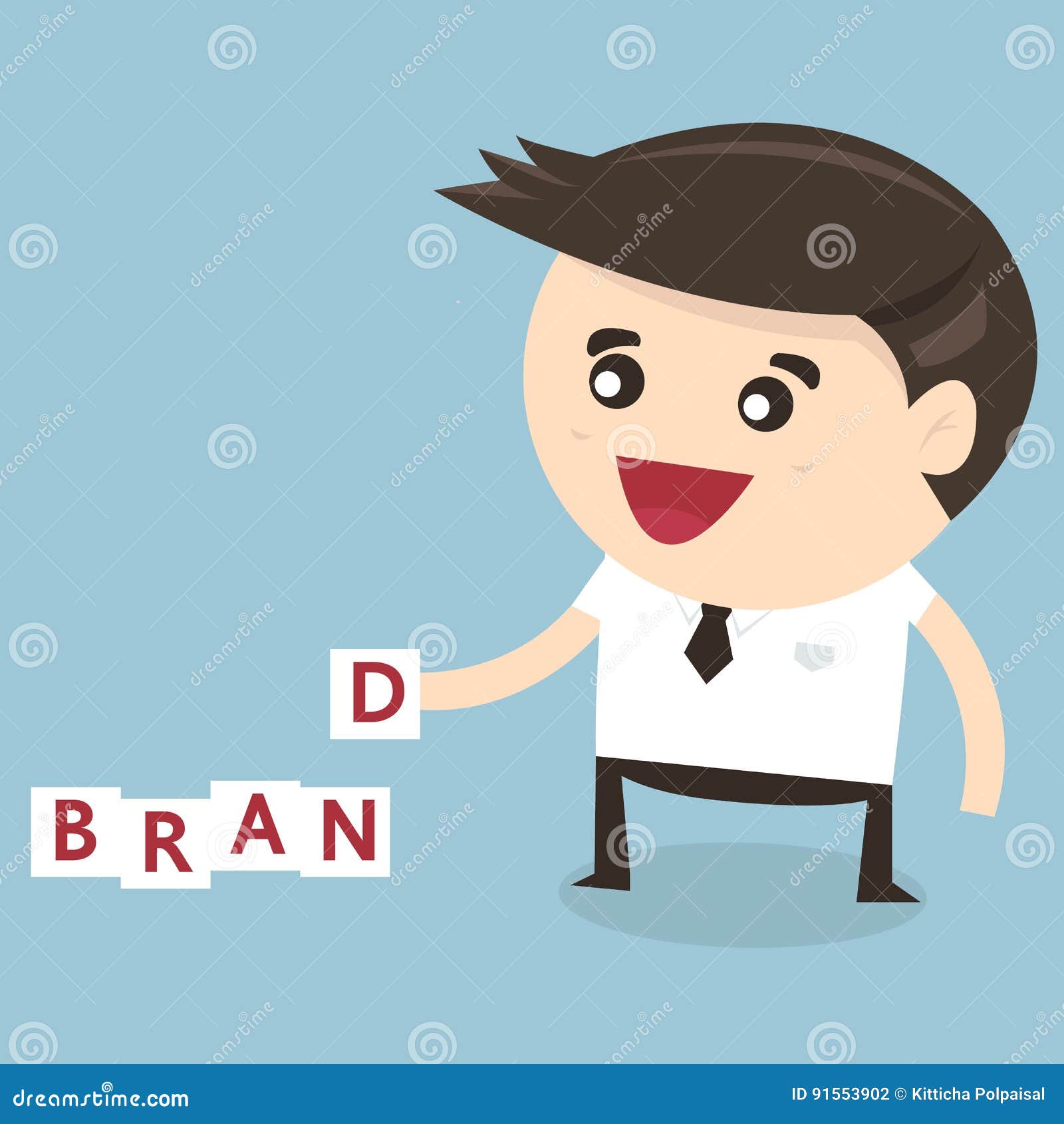 Businessman is Building BRAND Word, Flat Design Stock Vector ...