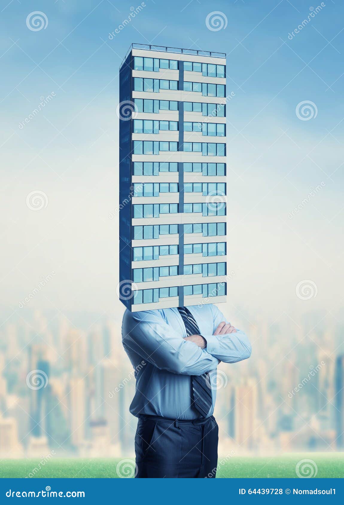 Businessman with Building Head Stock Photo - Image of formal, career ...