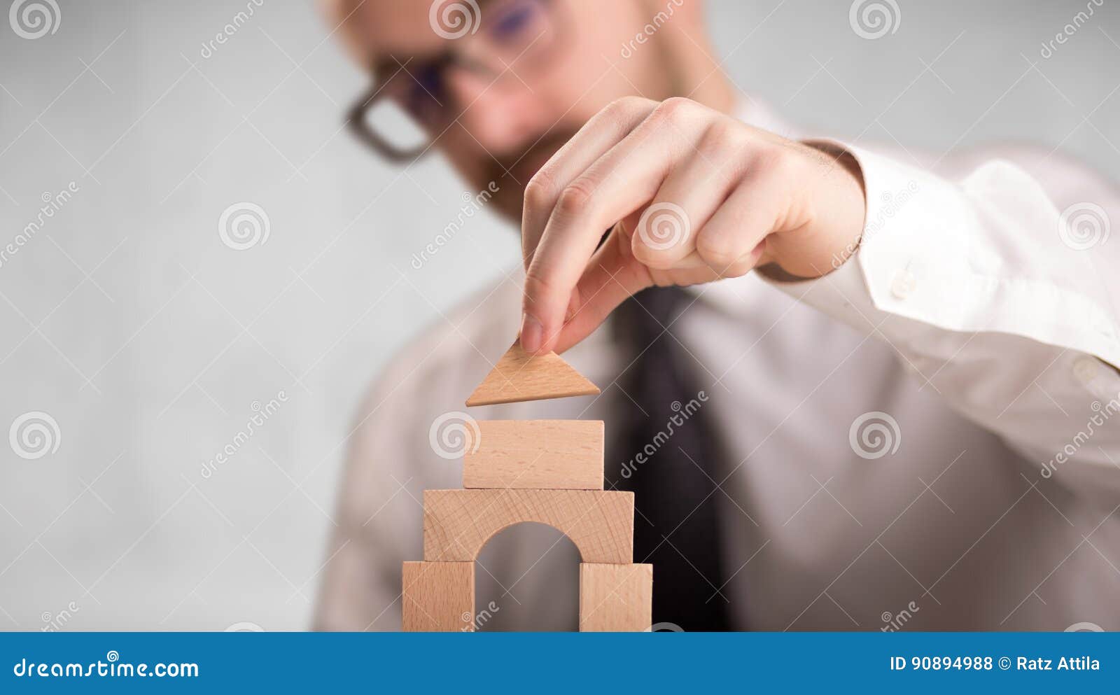 Businessman Building a Tower Stock Photo - Image of opportunity ...