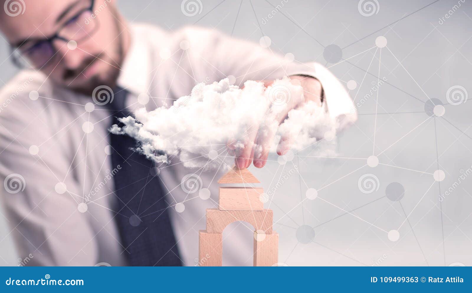 Businessman Building a Tower Stock Image - Image of opportunity ...