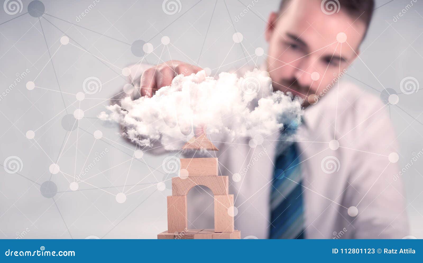 Businessman Building a Tower Stock Image - Image of block, building ...