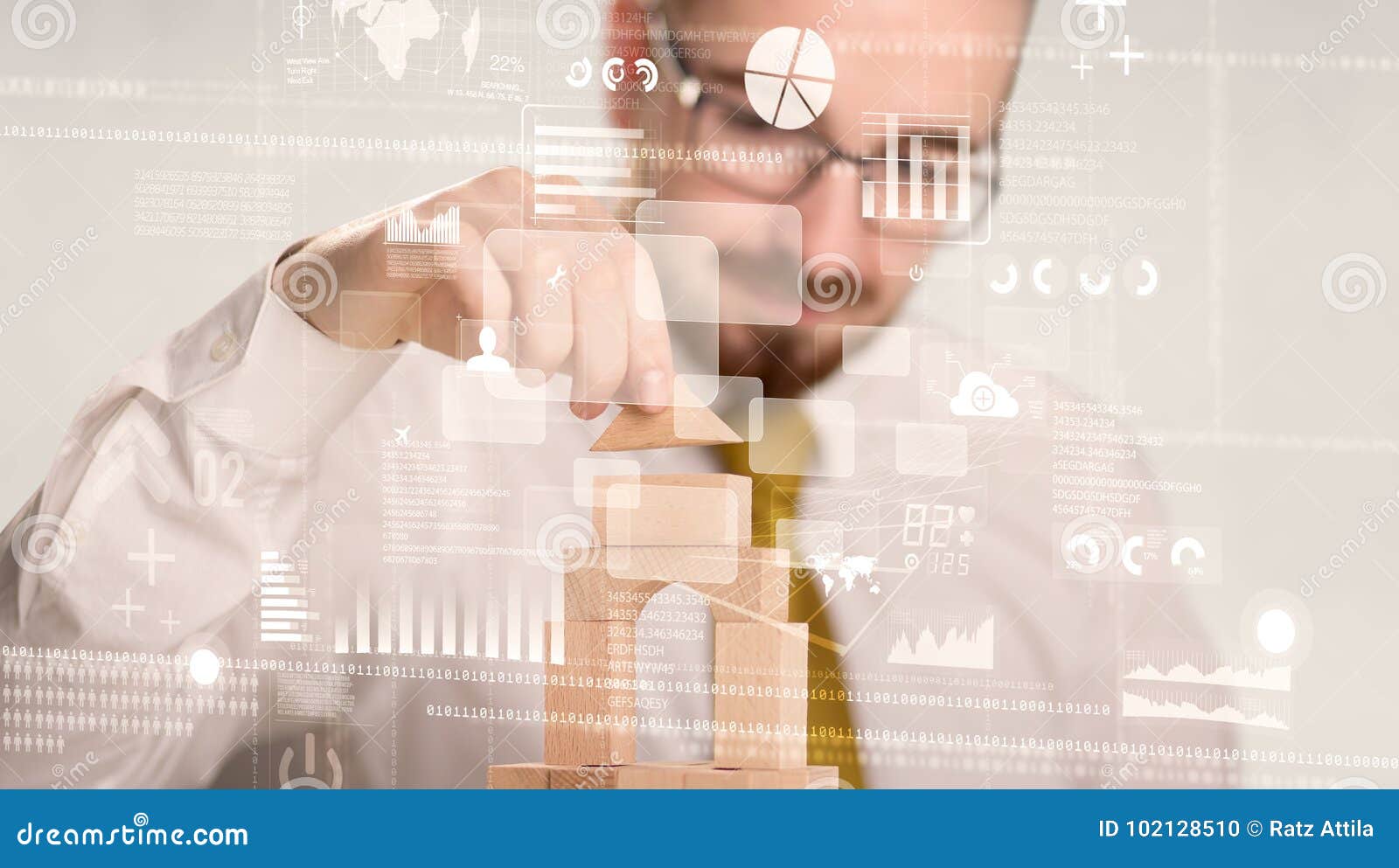 Businessman Building a Tower Stock Photo - Image of builder, block ...