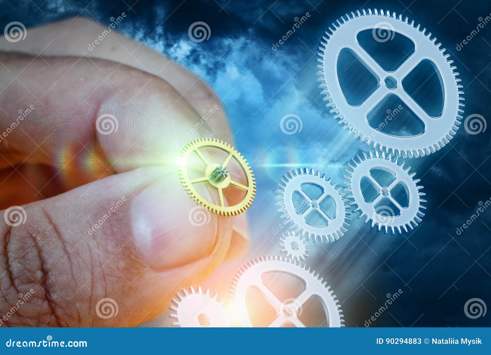 Businessman Builds a Business System . Stock Image - Image of precision ...