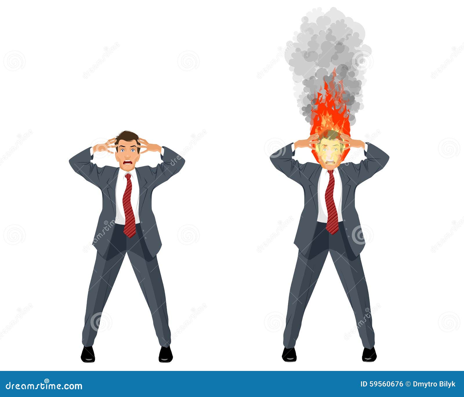 Businessman with Burning Head Stock Vector - Illustration of executive ...