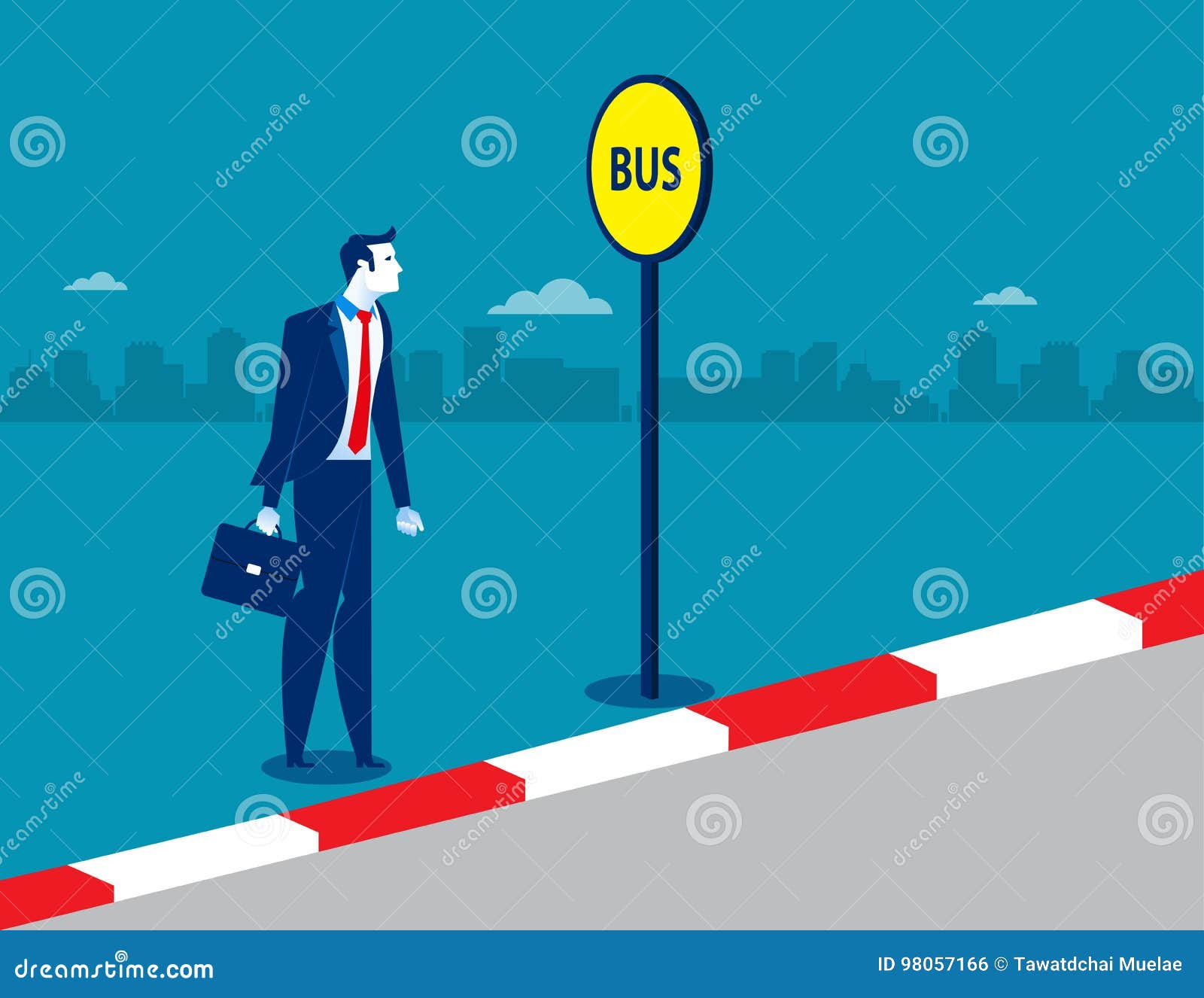 Businessman at the Bus Stop. Concept Business Illustration Stock Vector ...