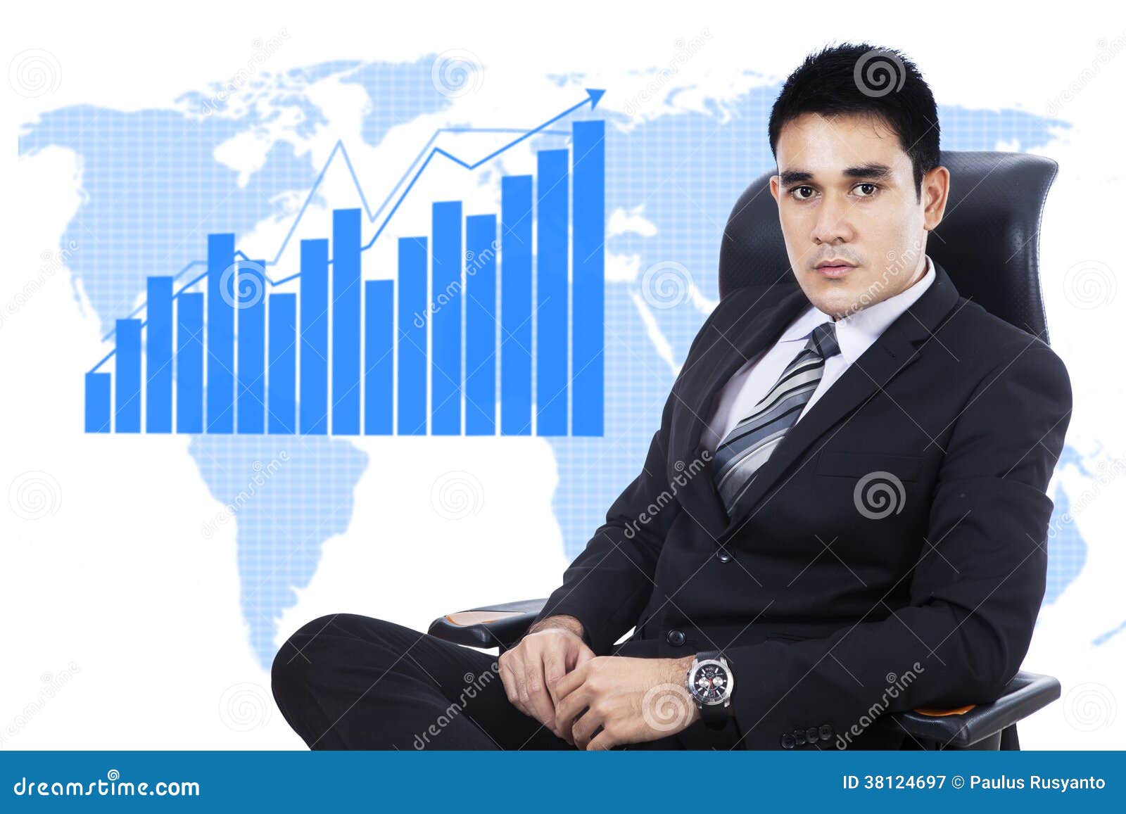 Businessman with Business Growth Chart Stock Image - Image of happy ...