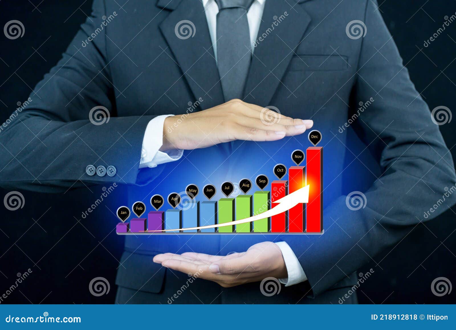 Businessman and Business Performance Chart Growing Stock Photo - Image ...