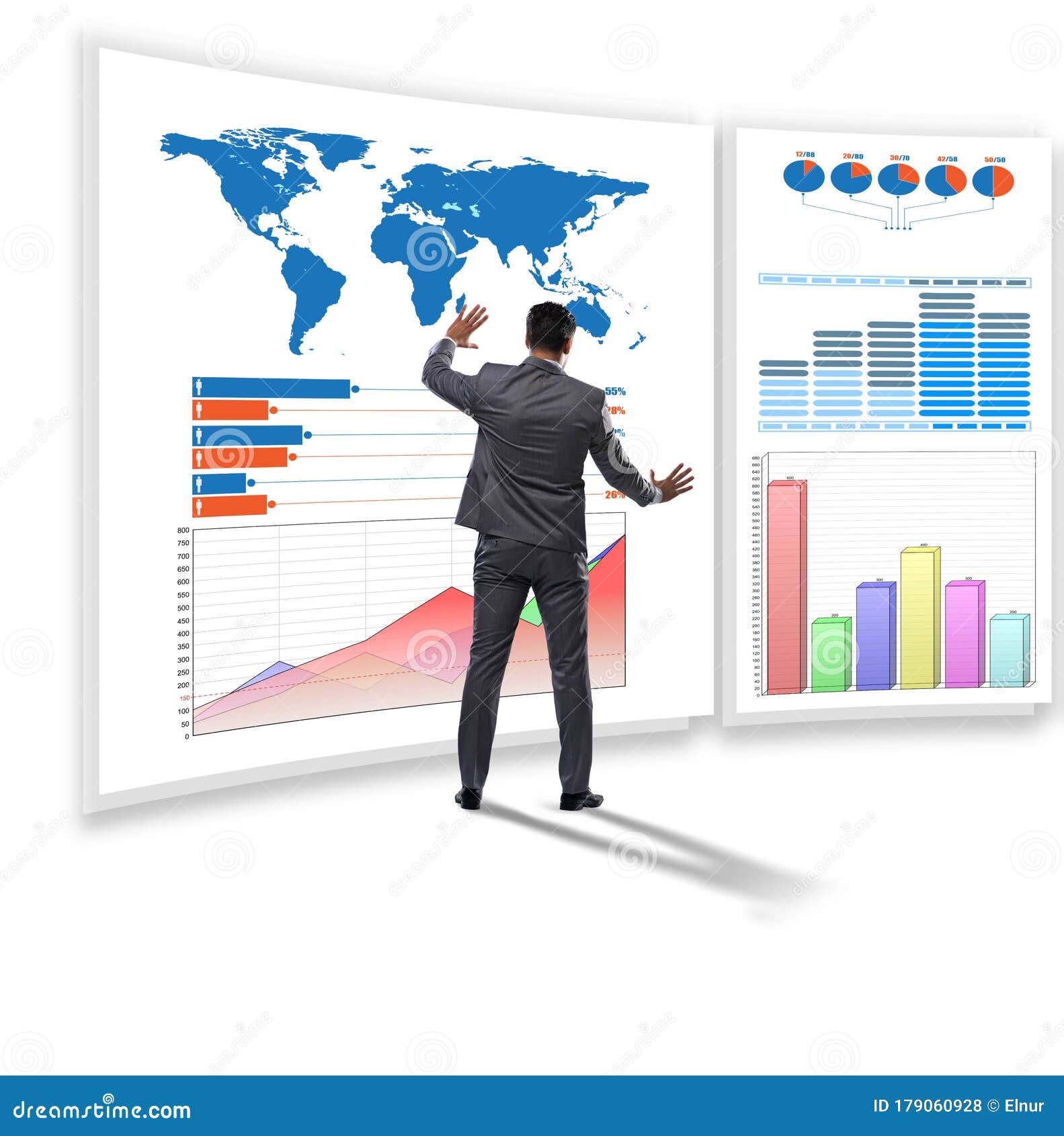 Businessman in Business Visualization and Infographics Concept Stock ...