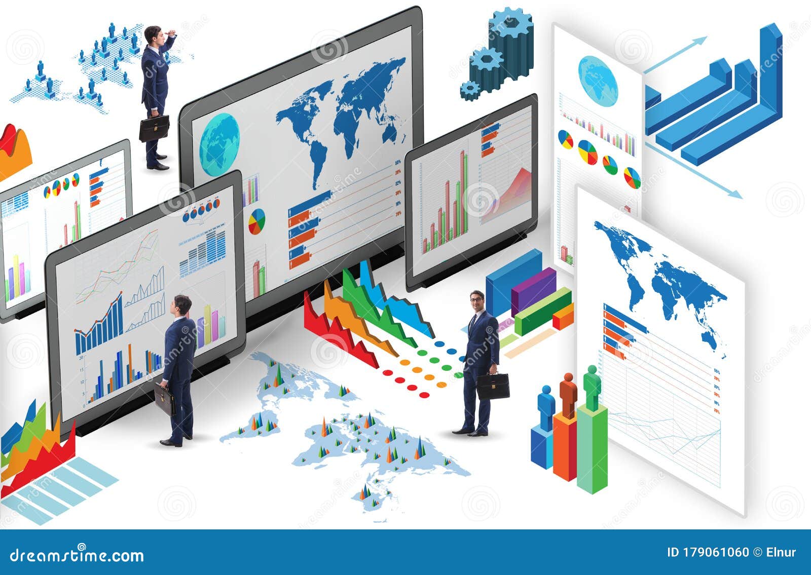 Businessman in Business Visualization and Infographics Concept Stock ...
