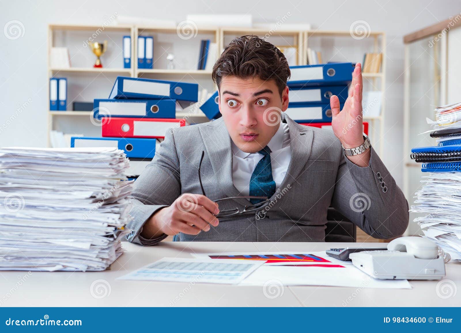 The Businessman Busy with Much Paperwork Stock Photo - Image of ...