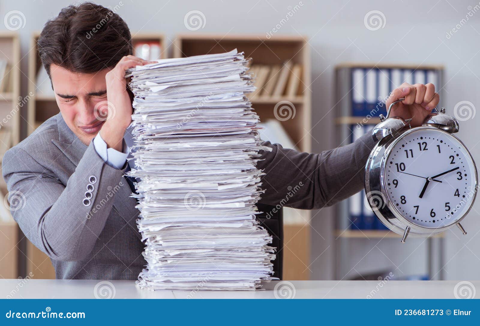 Businessman Busy with Paperwork in Office Stock Image - Image of office ...
