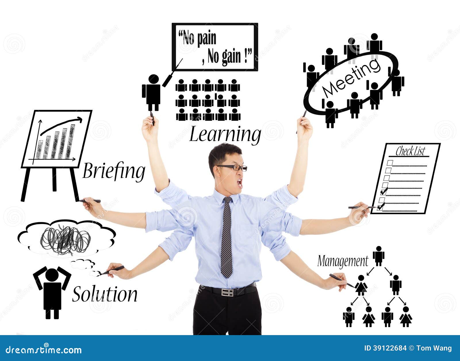 Businessman Busy daily Schedules or Multitaskings Stock Photo - Image ...