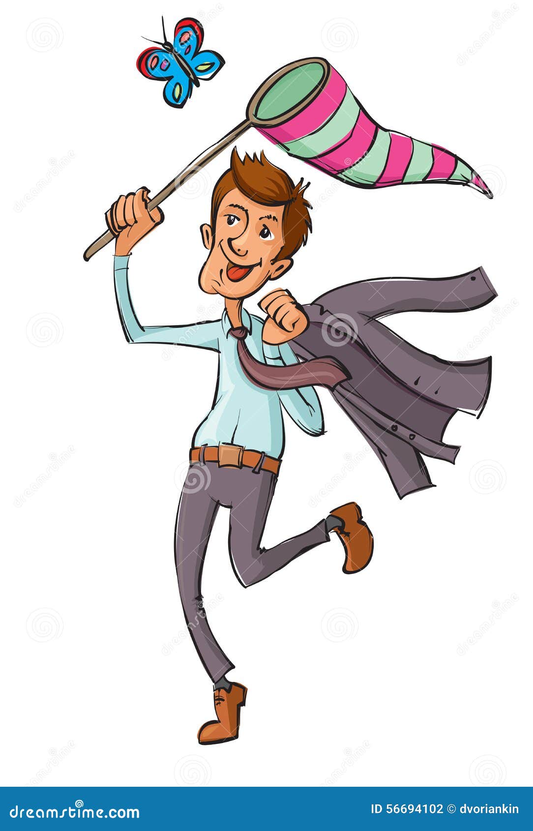 Running After Butterfly Cartoon Vector | CartoonDealer.com #33775459