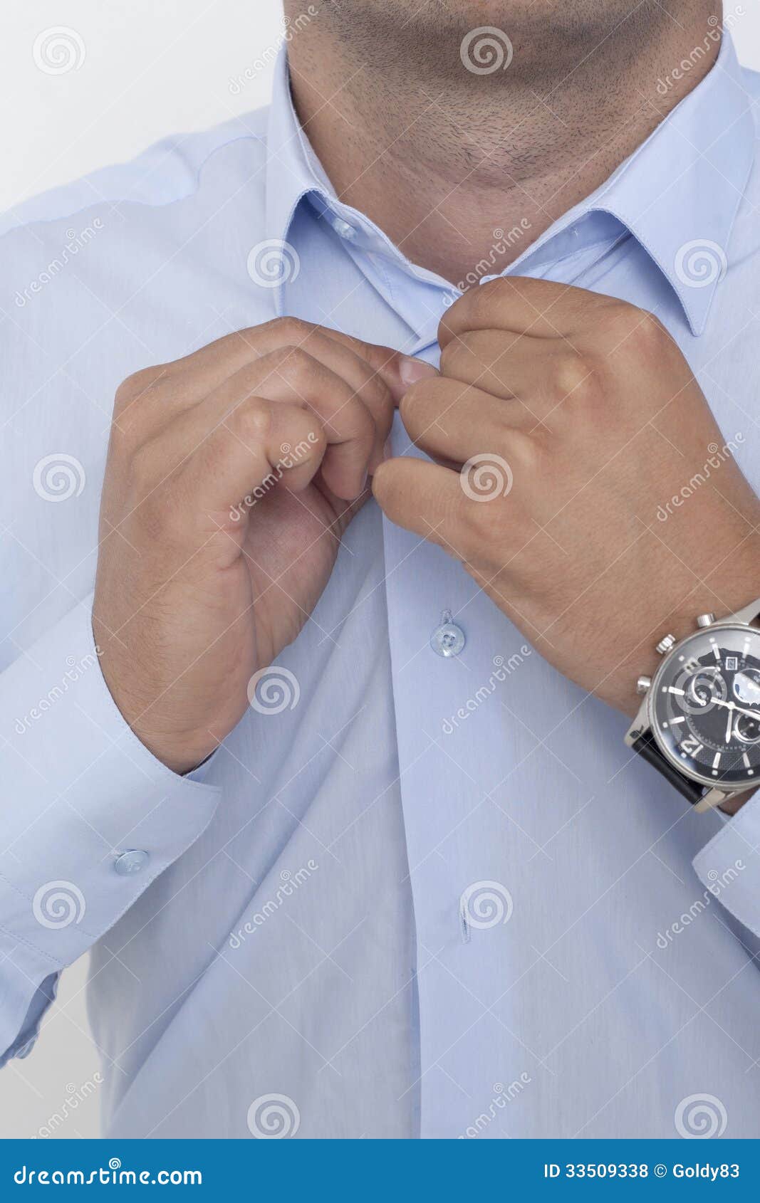 Businessman Buttoning Shirt Stock Photo - Image of male, finger: 33509338