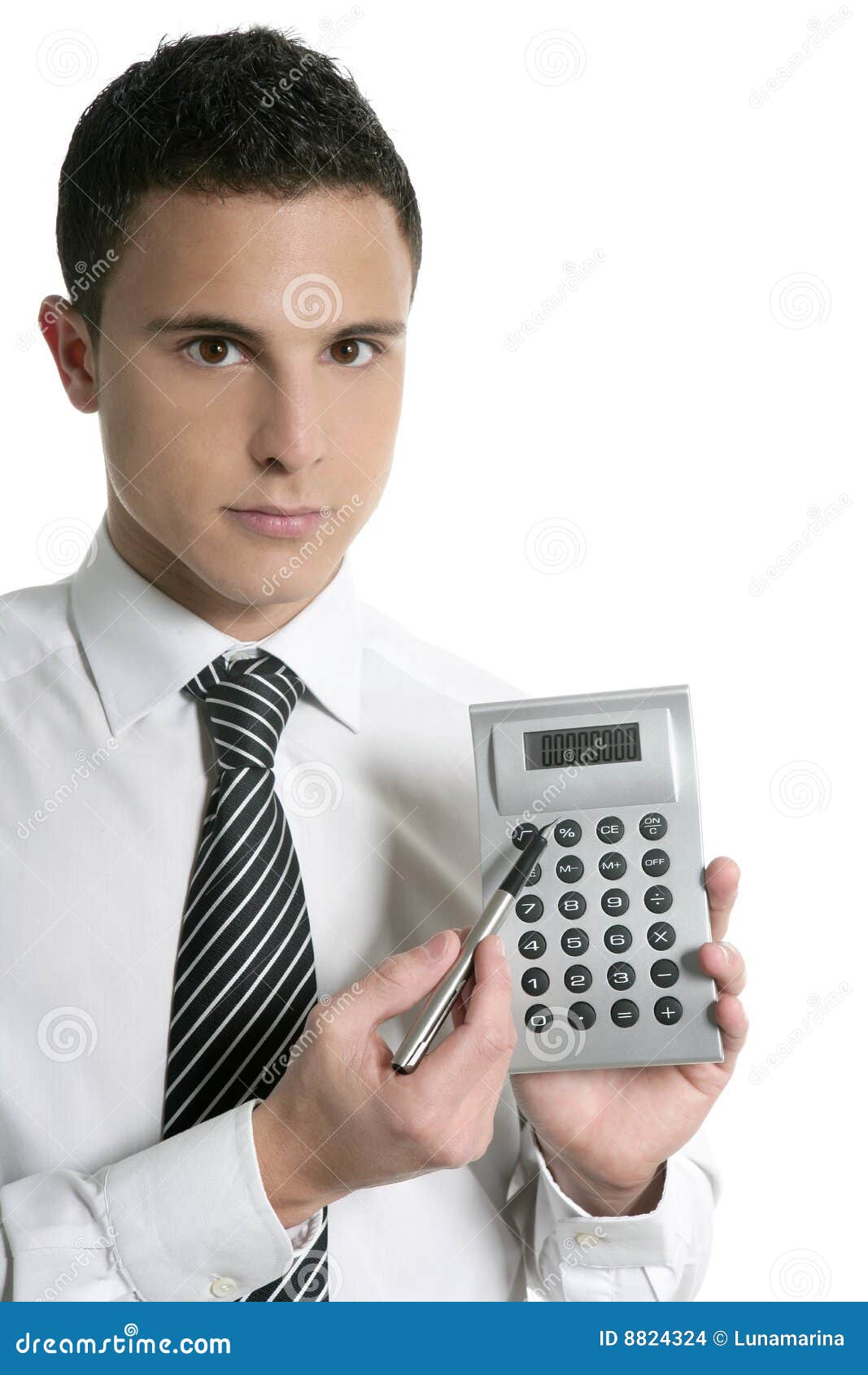 Businessman with Calculator Showing Reports Stock Photo - Image of ...