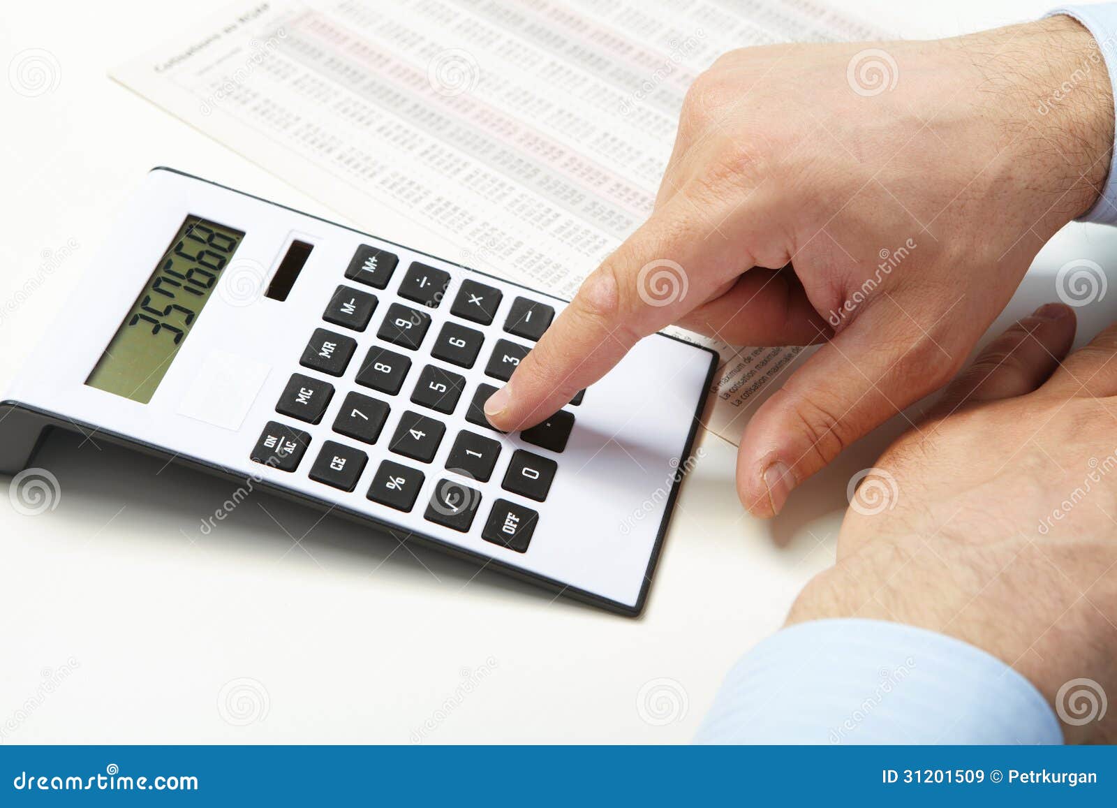 The Businessman and Calculator Stock Image - Image of hand, document ...
