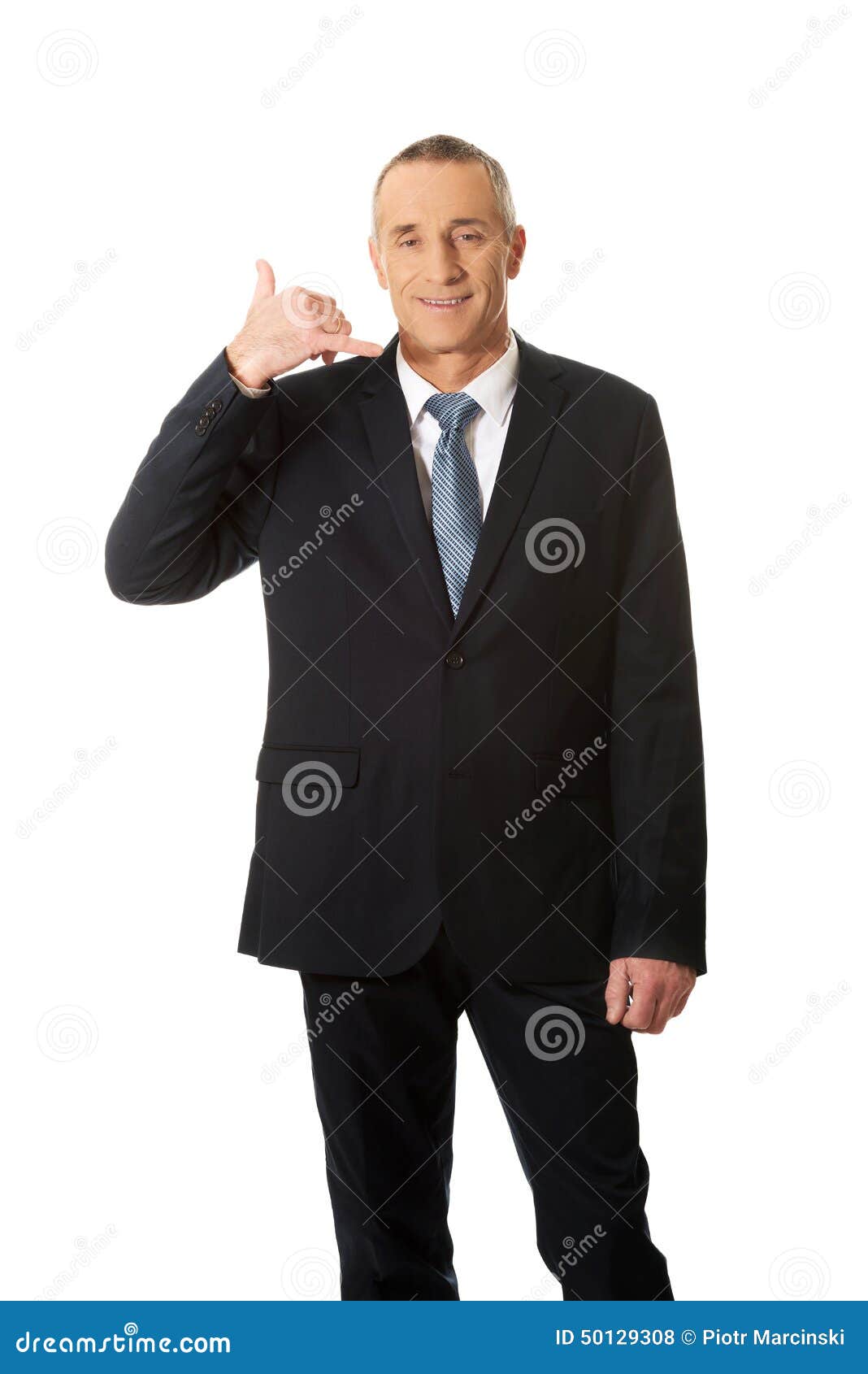 Businessman with Call Me Gesture Stock Photo - Image of adult ...
