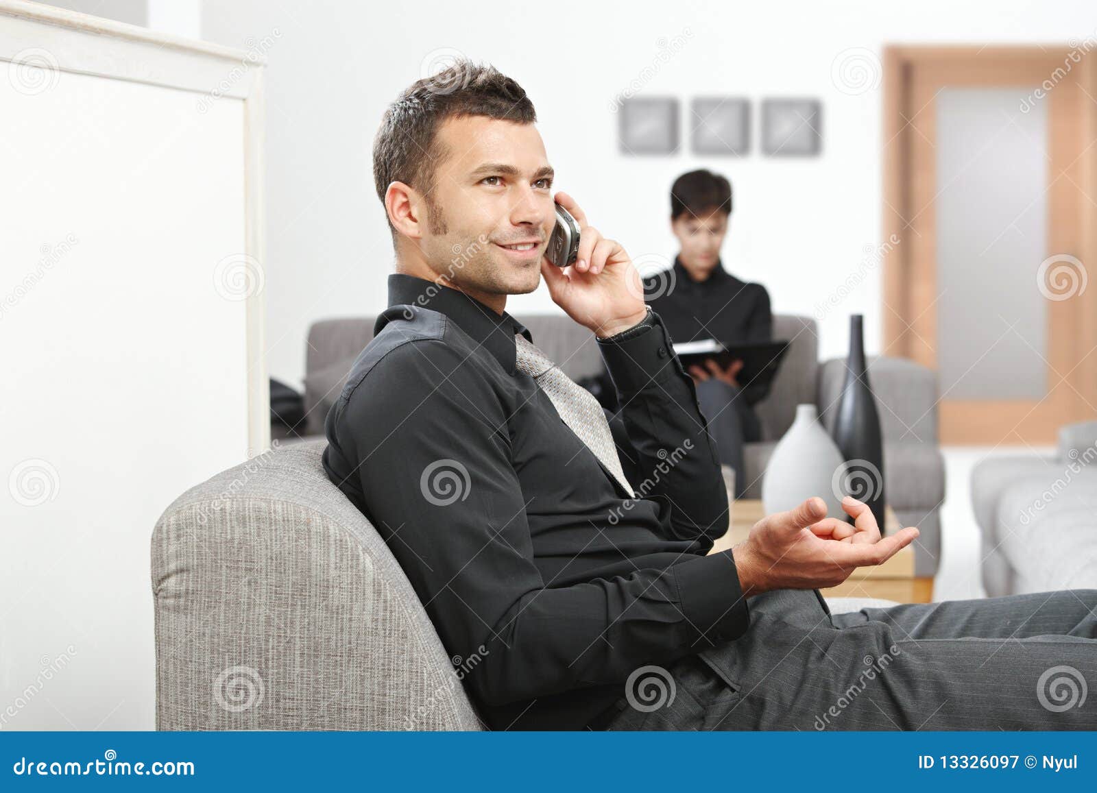 Businessman calling stock image. Image of call, calling - 13326097