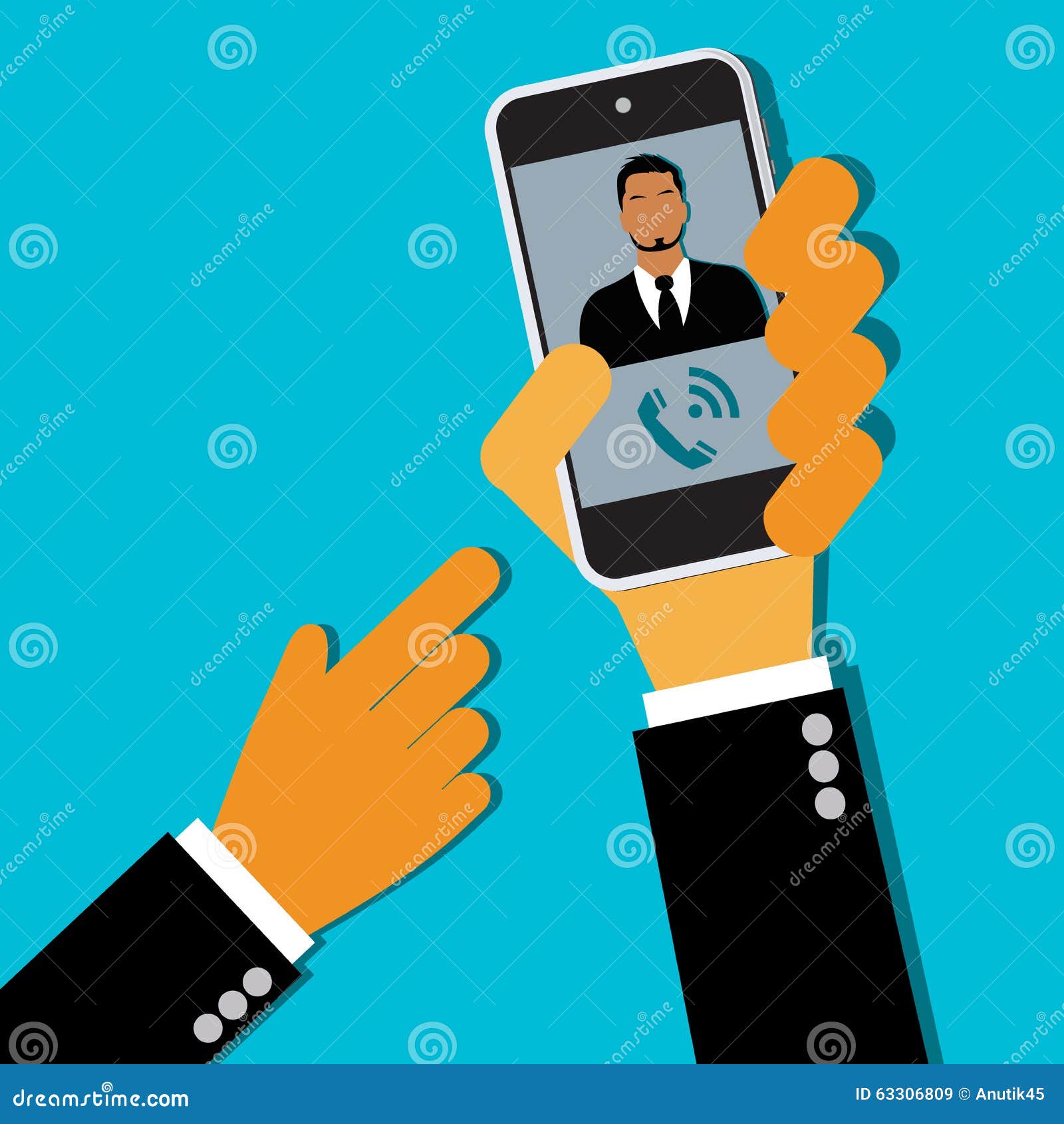 Businessman Calling of Cell Phone, Hands, Vector, Flat Style for Web ...