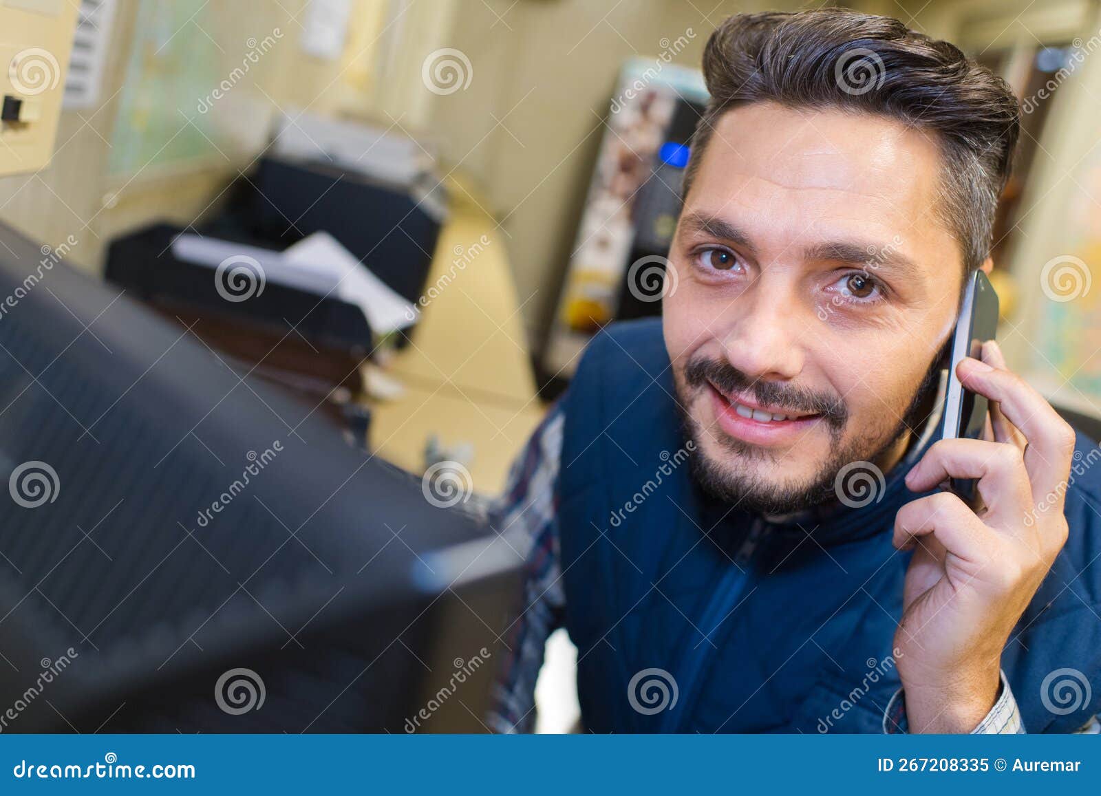 Businessman Calling on Smartphone at Warehouse Stock Image - Image of ...