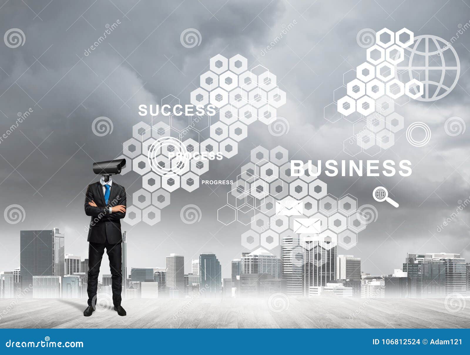 Concept of Security and Privacy Protection with Camera Headed Man Stock ...