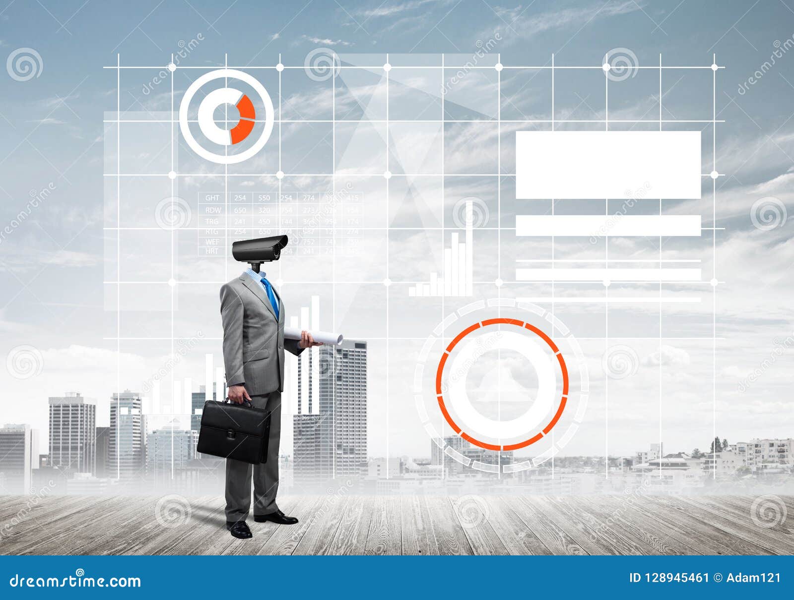 Concept of Security and Privacy Protection with Camera Headed Man Stock ...