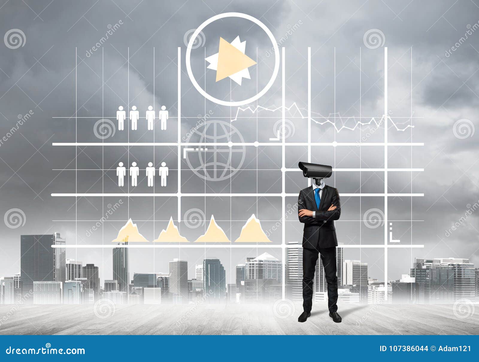 Concept of Security and Privacy Protection with Camera Headed Man Stock ...