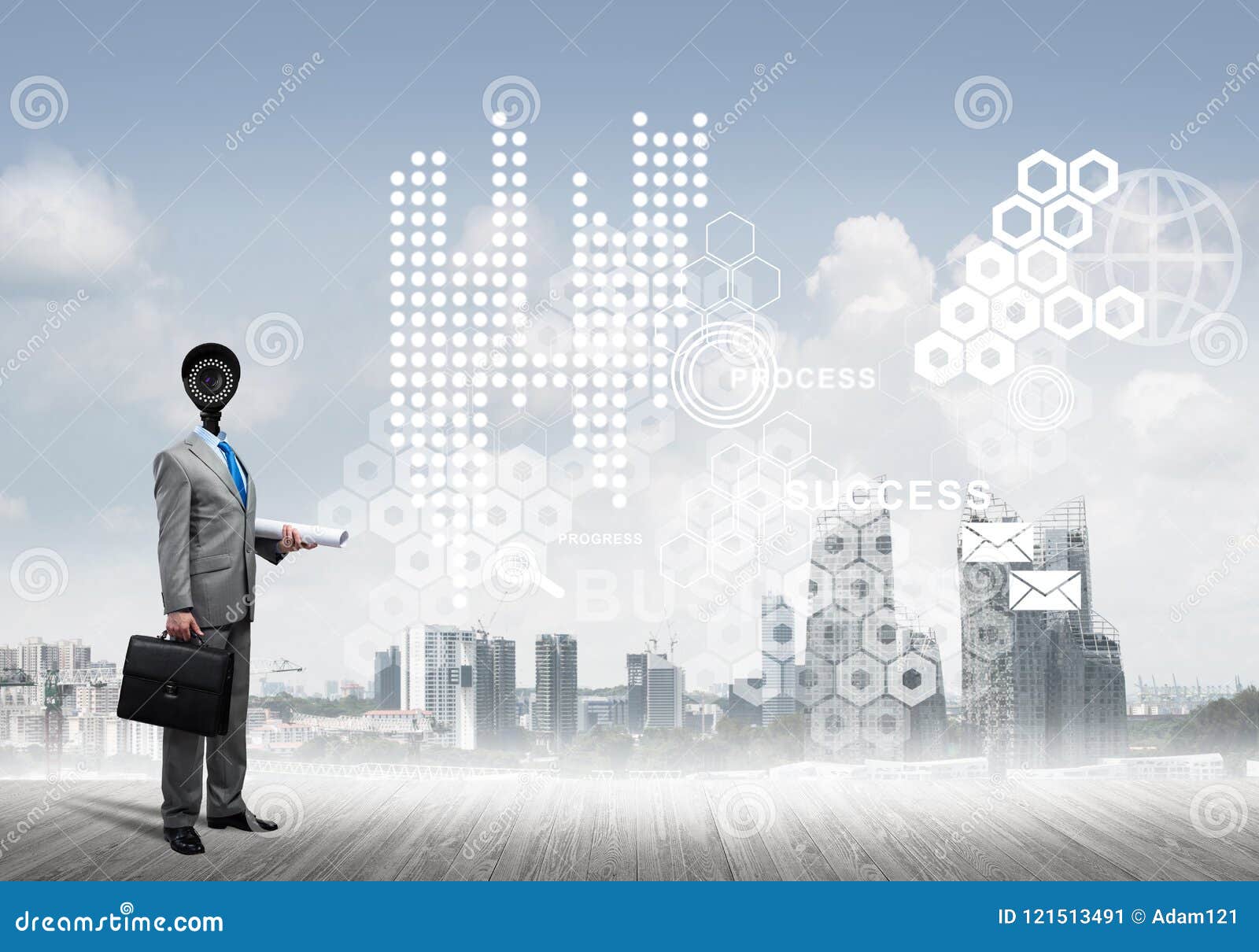 Concept of Security and Privacy Protection with Camera Headed Man Stock ...